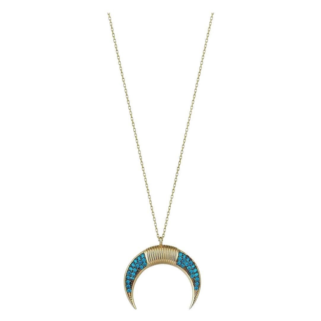 14K White gold Moon Pendant For Sale at 1stDibs