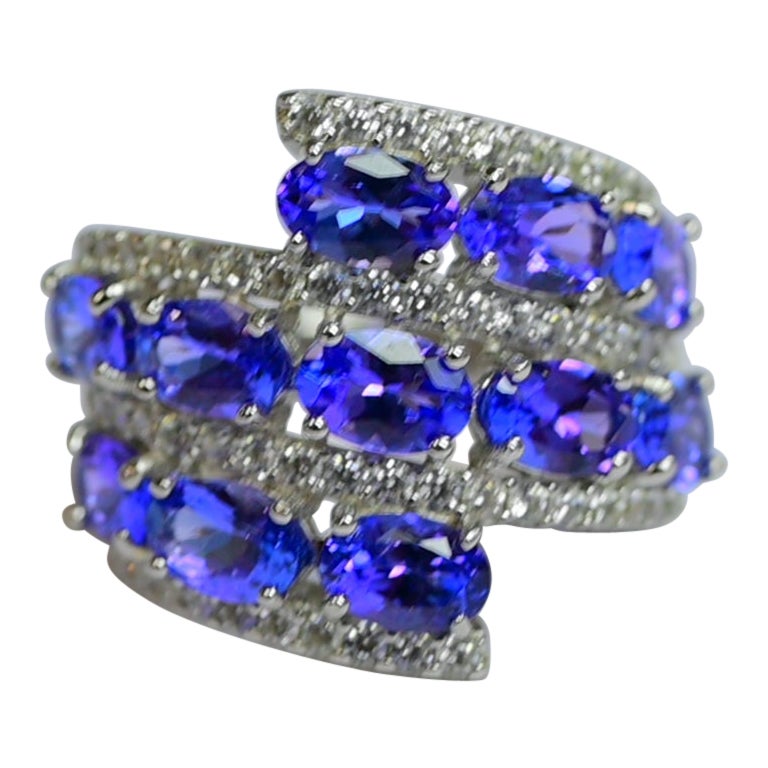 5.20 Ct Oval Cut Tanzanite Ring 925 silver Cubic Zirconia Engagement Ring For Sale at 1stDibs