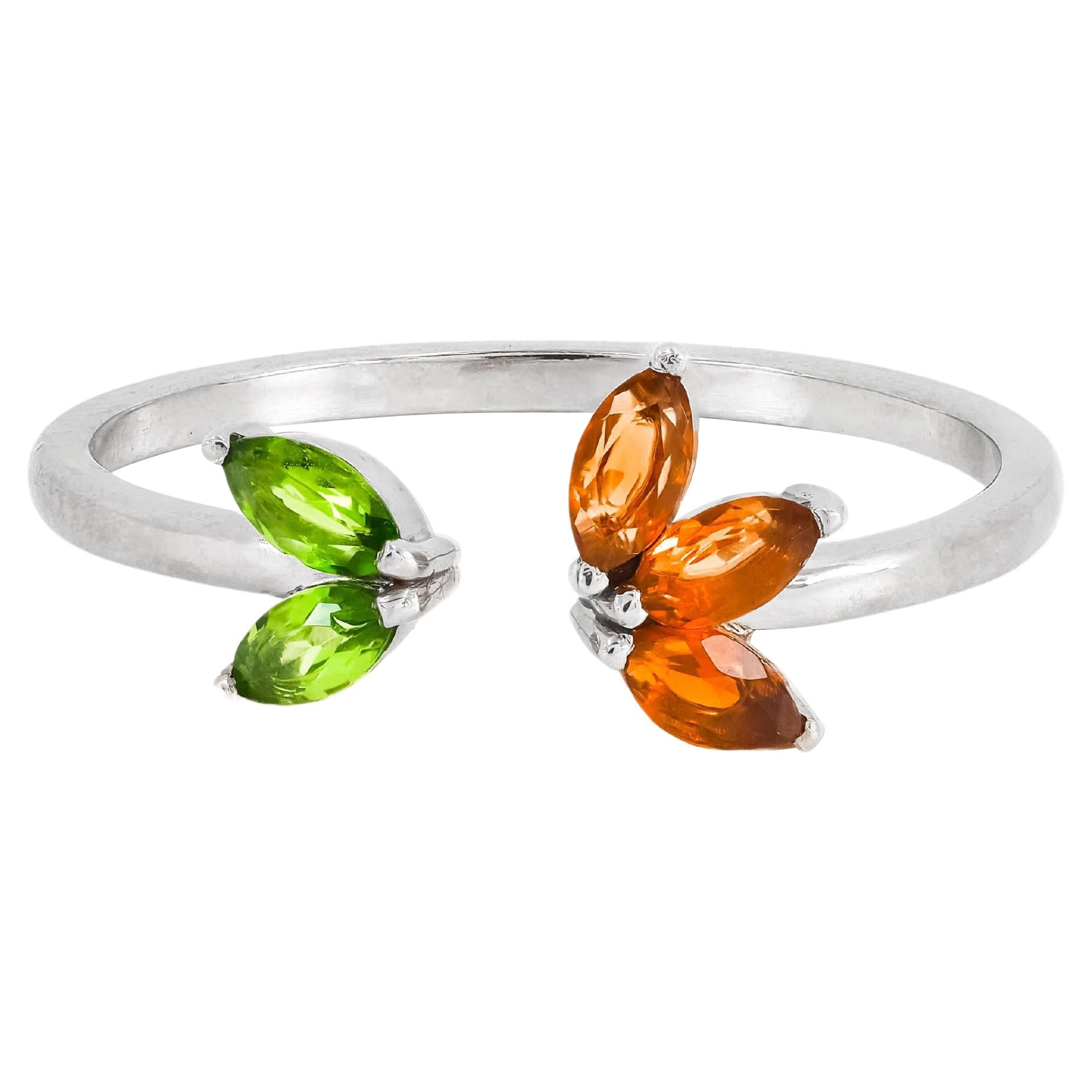 7/8 ct. Tsavorite and Yellow Sapphire Berry Ring in 14K Yellow Gold For ...