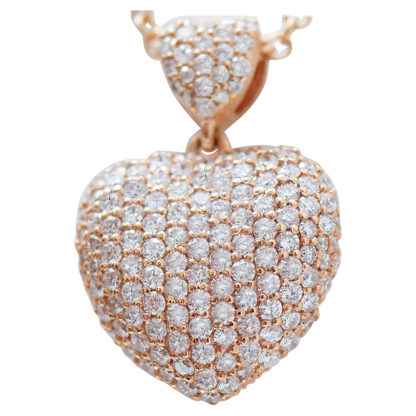 Diamonds, 18 Karat Yellow Gold Heart Shape Pendant Necklace For Sale at ...