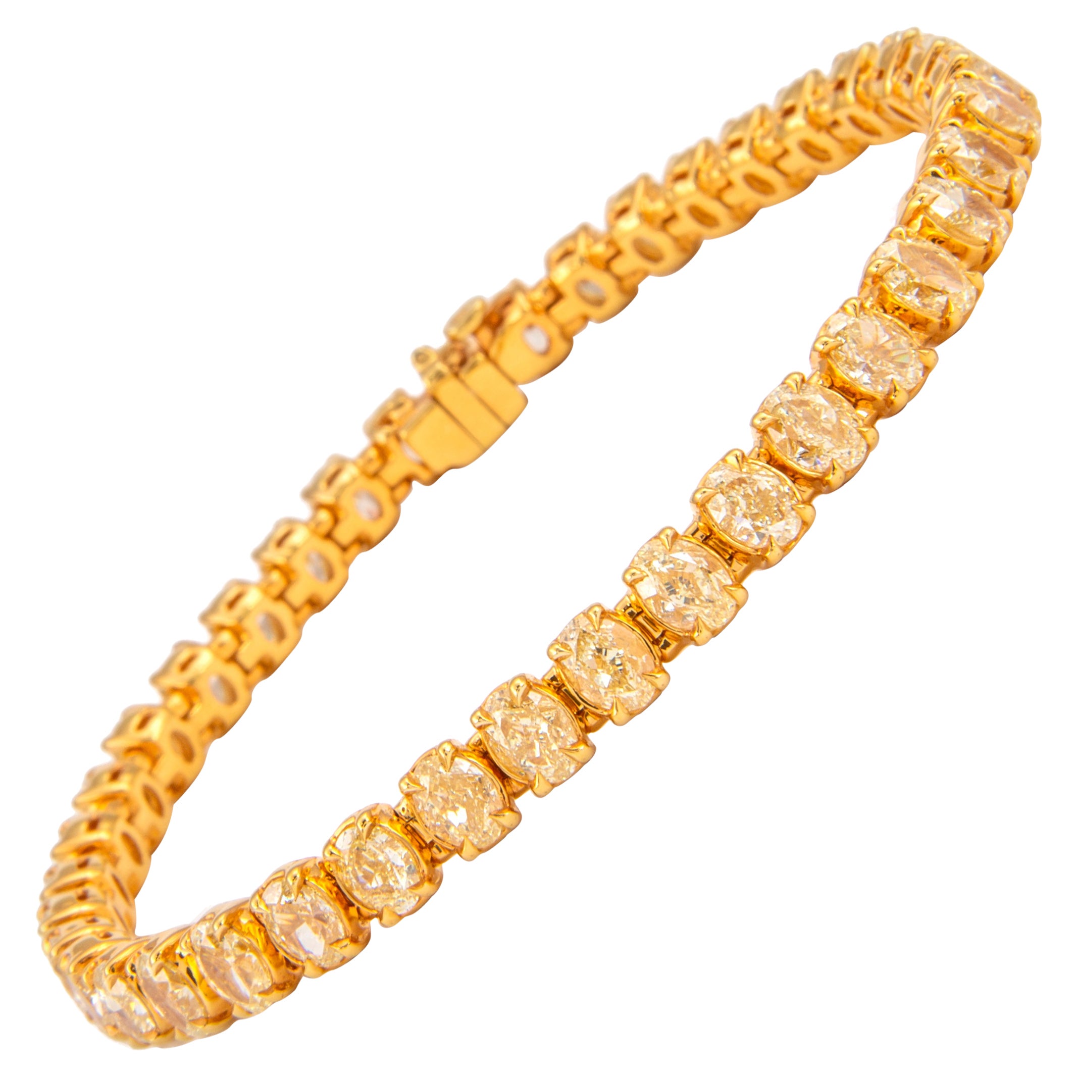 Alexander 12 85ct Oval Yellow Diamond Tennis Bracelet 18k Yellow Gold