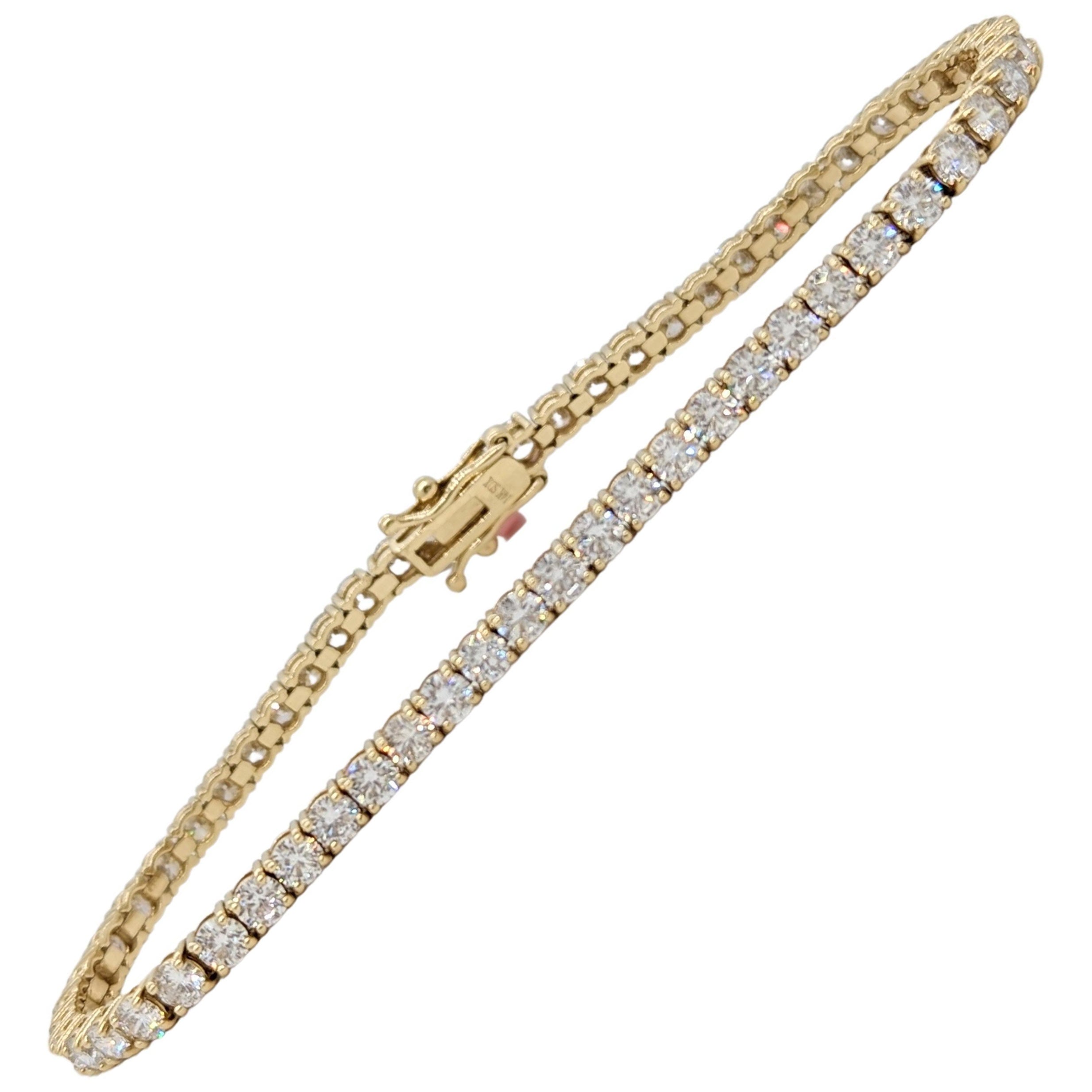 White Diamond Round Tennis Bracelet In 14k White Gold For Sale At 1stdibs