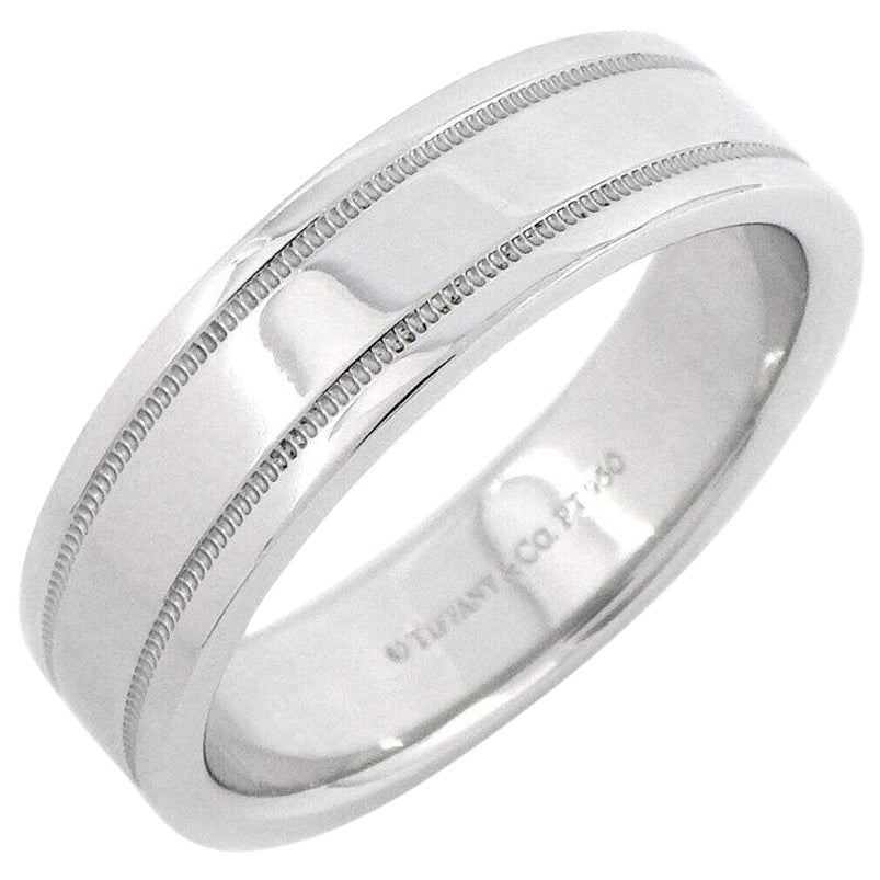 TIFFANY and Co. Together Platinum Double Milgrain Wedding Band Ring 10. ...