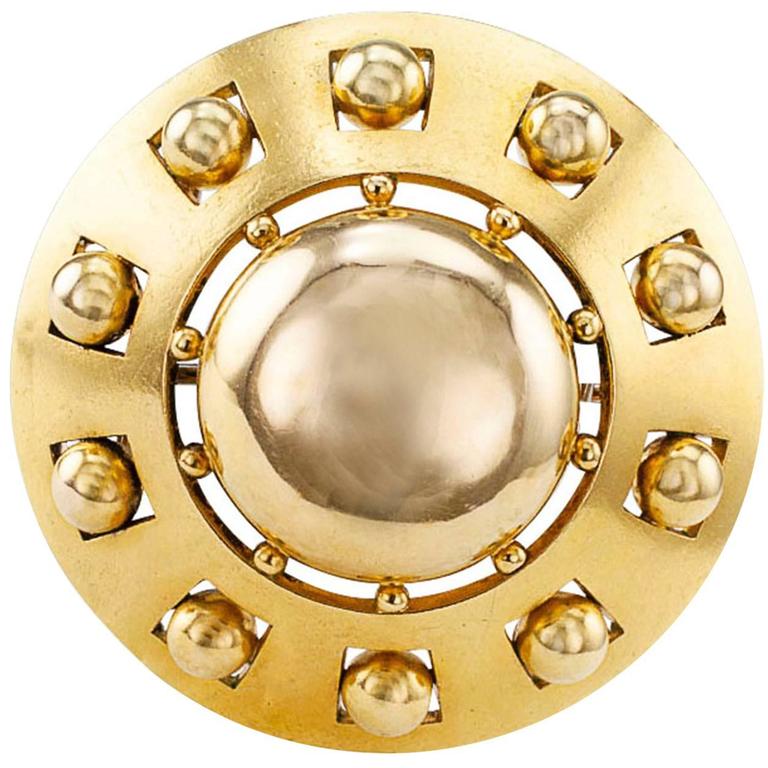 1870s Victorian Gold Circular Brooch at 1stDibs