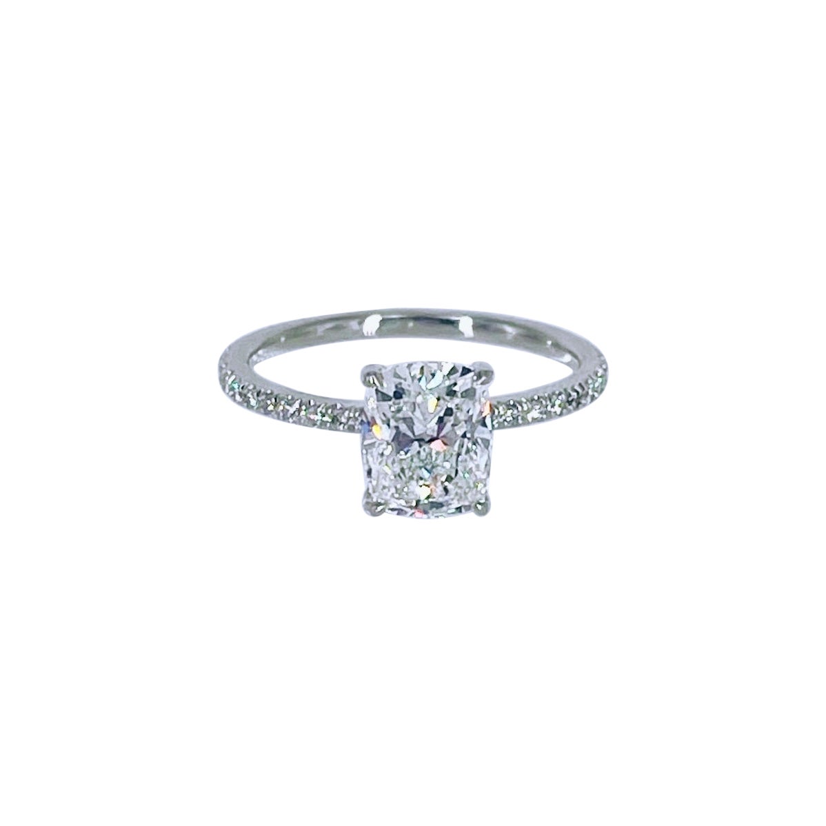 J. Birnbach 1.51 carat Cushion Diamond Pave Solitaire Engagement Ring ...