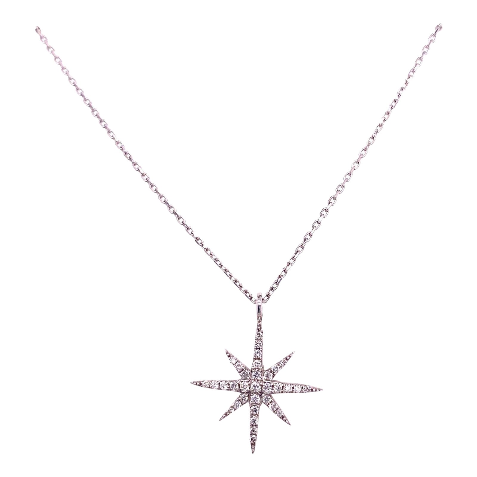 Natural Diamond Star Pendant with 0.22ct of Diamonds in 14ct White Gold ...