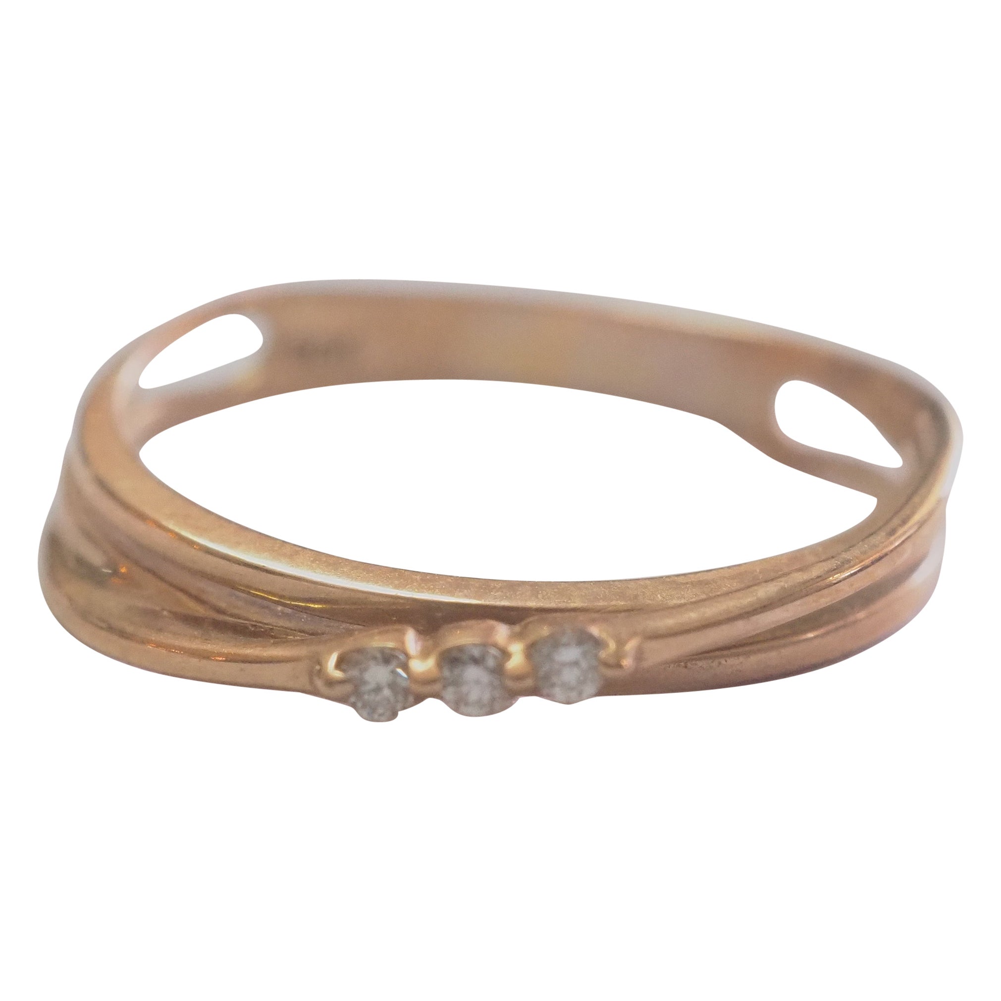10K Rose Gold 0.05ct Diamond Overlapping Band Ring at 1stDibs