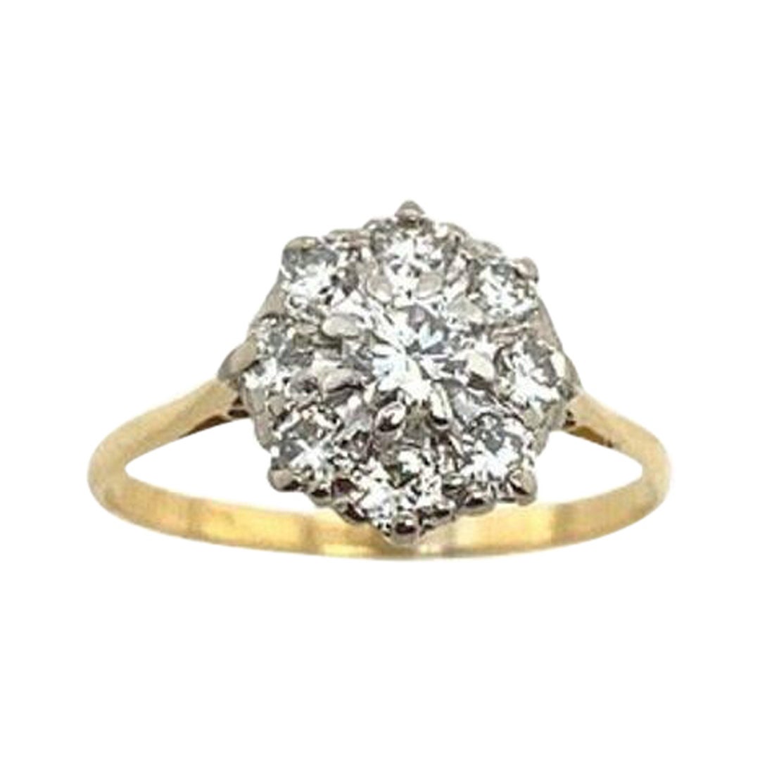 Vintage Diamond Cluster Ring Set with 0.50ct of Diamonds in 18ct Yellow ...