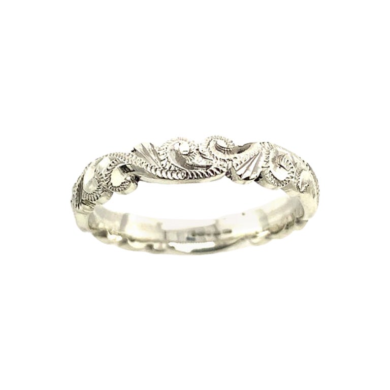 9ct Gold Hand Engraved Wedding Ring for Ladies For Sale at 1stDibs