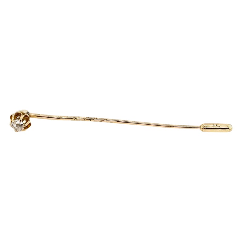 Antique Stick Pin Set with 0.27ct Victorian Cut Diamond in 18ct Yellow ...