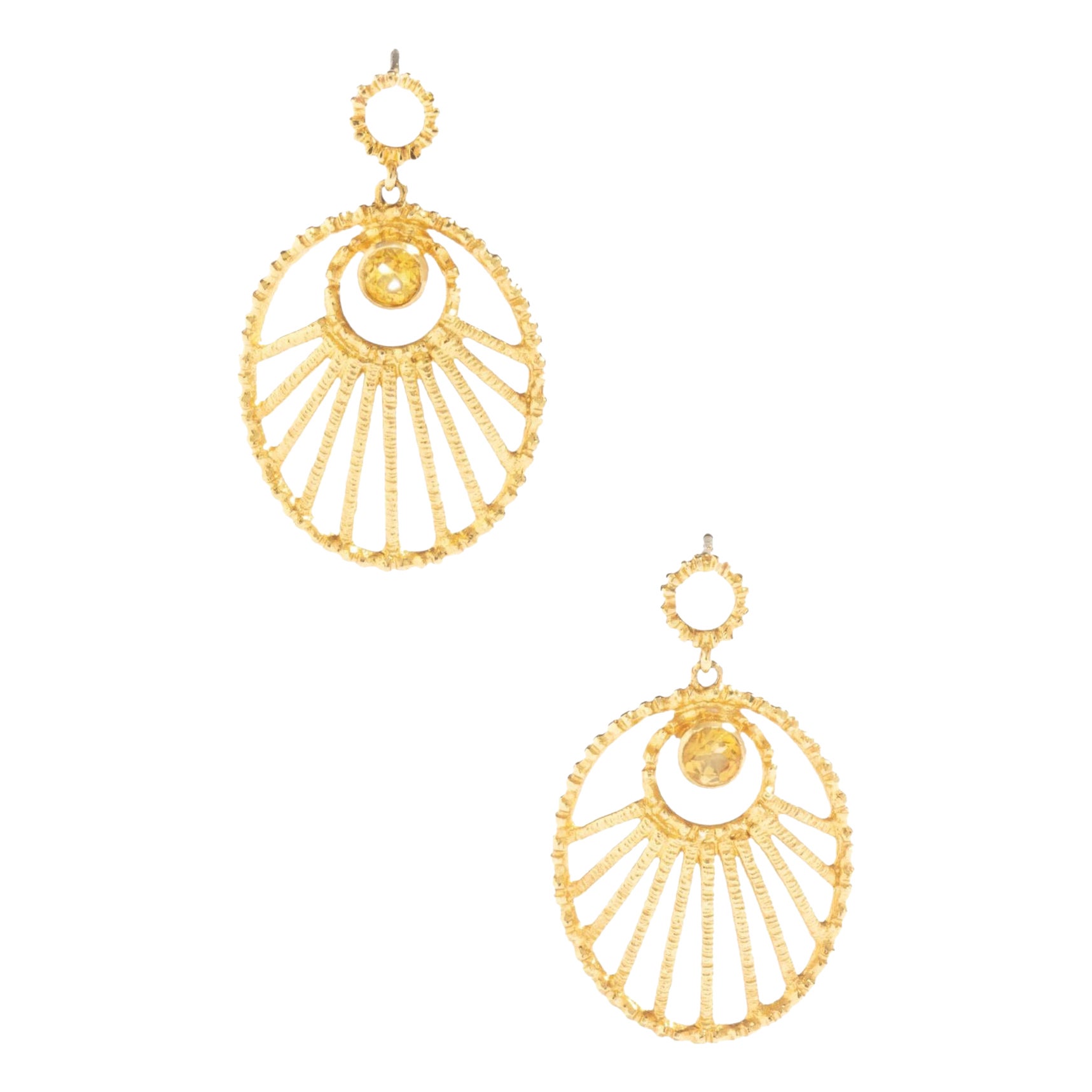 Vintage Ilias Lalaounis Sodalite 18K Yellow Gold Button Earrings For Sale at 1stDibs