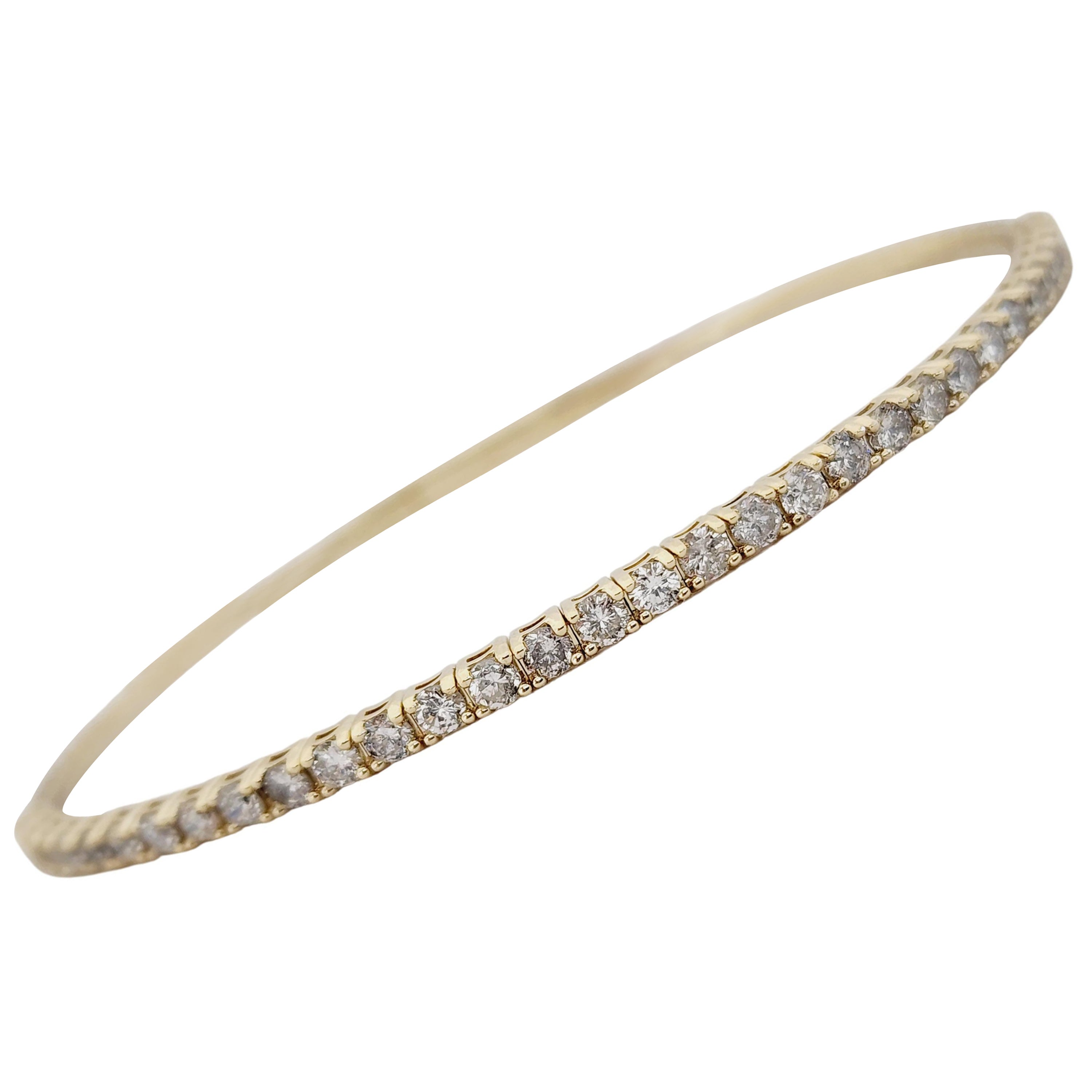 1.55 Carat Flexible Bangle Yellow Gold 14 Karat Bracelet For Sale at ...