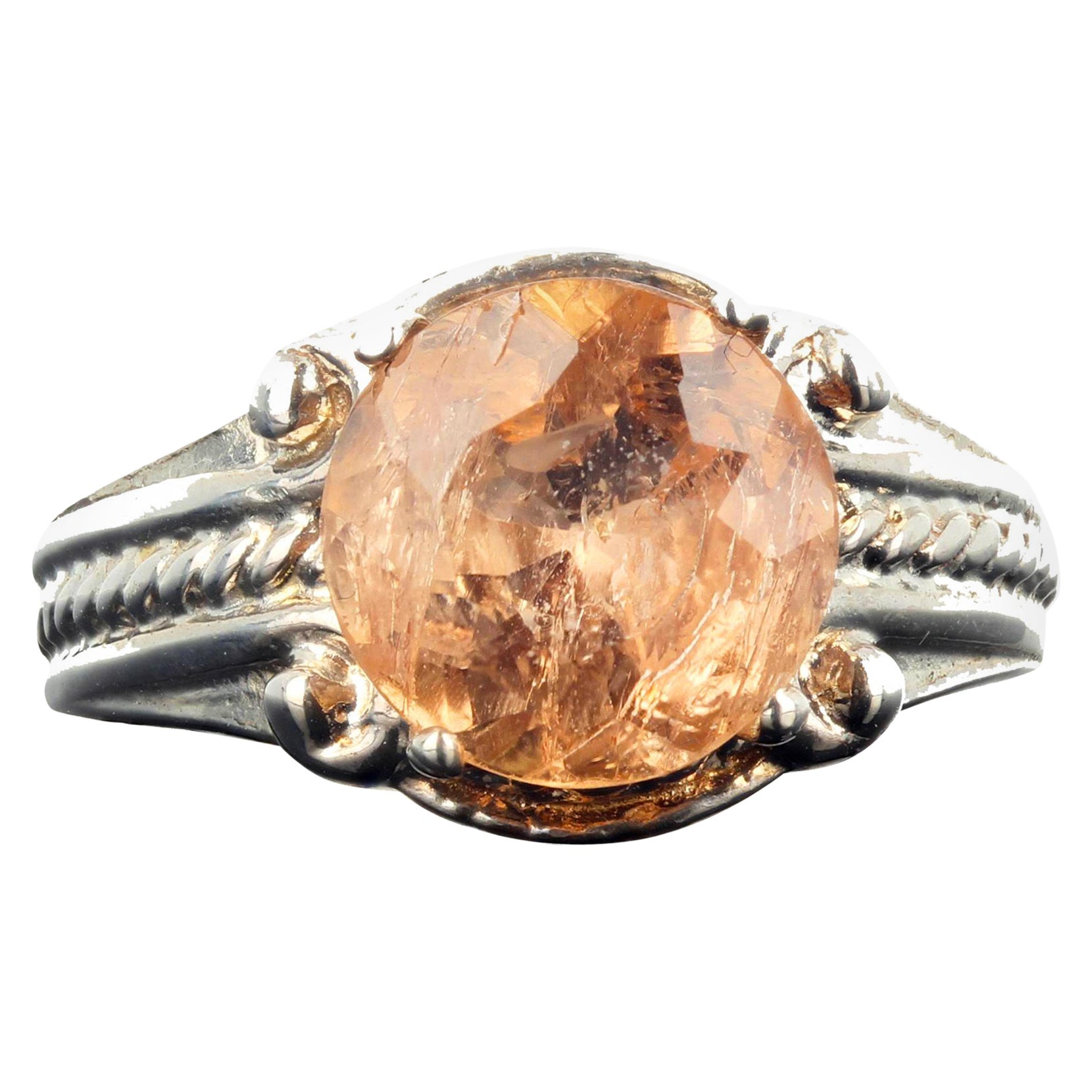 AJD RAREST Brazilian Imperial Topaz Glittering Silver 2.5 Carat Ring ...