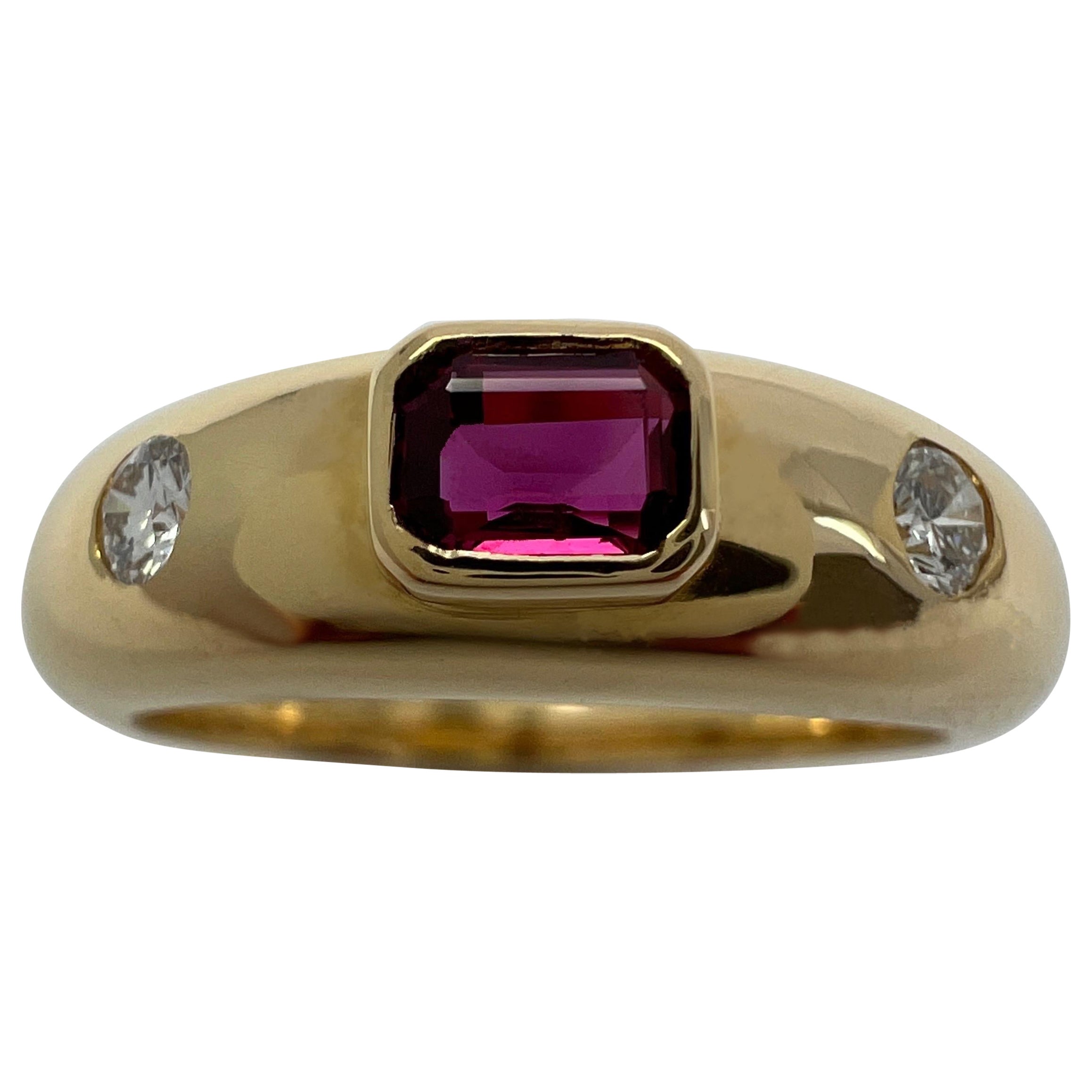 Vintage Van Cleef and Arpels Emerald Cut Ruby and Diamond Three Stone ...