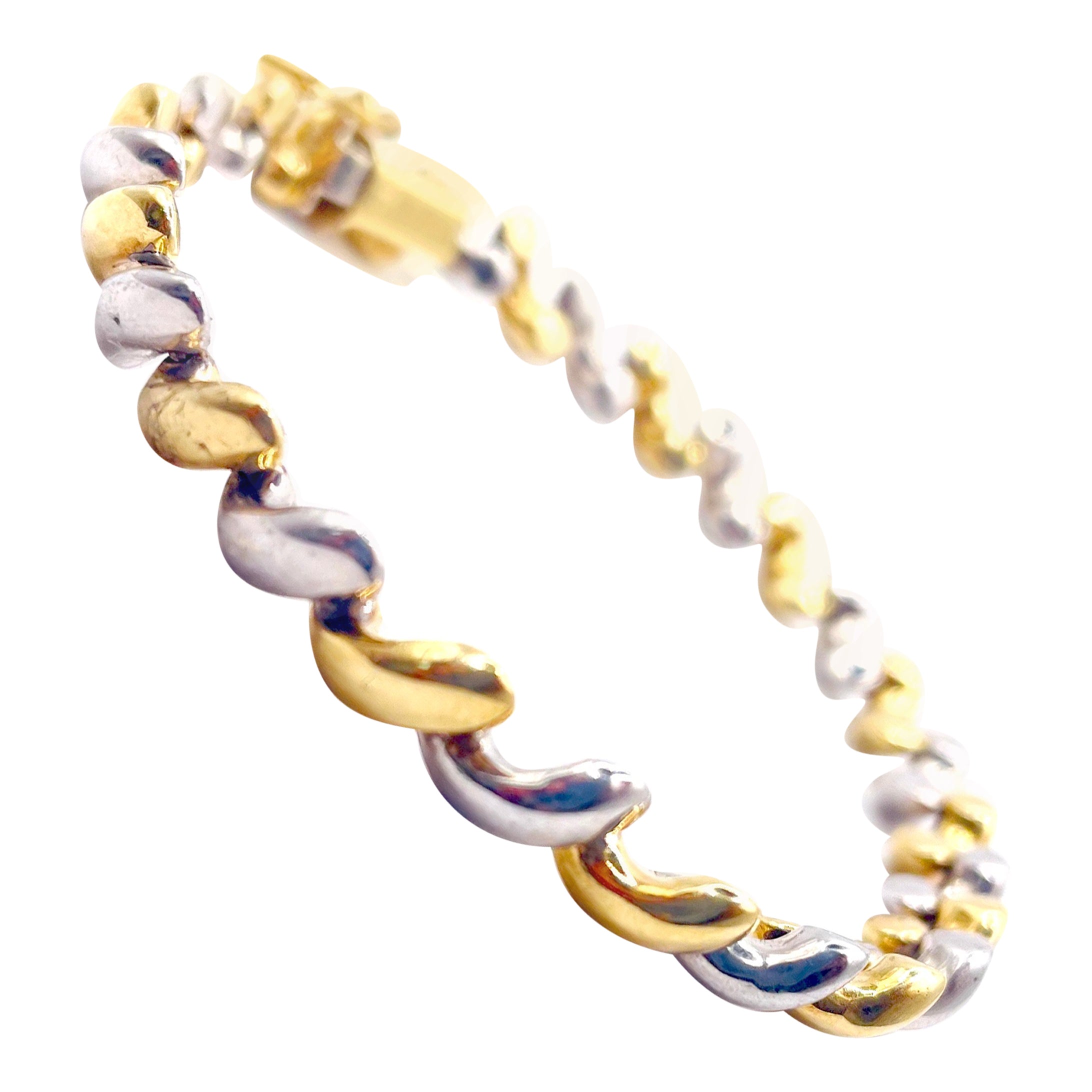 Elegant 14K Two Tone Gold Bracelet For Sale at 1stDibs