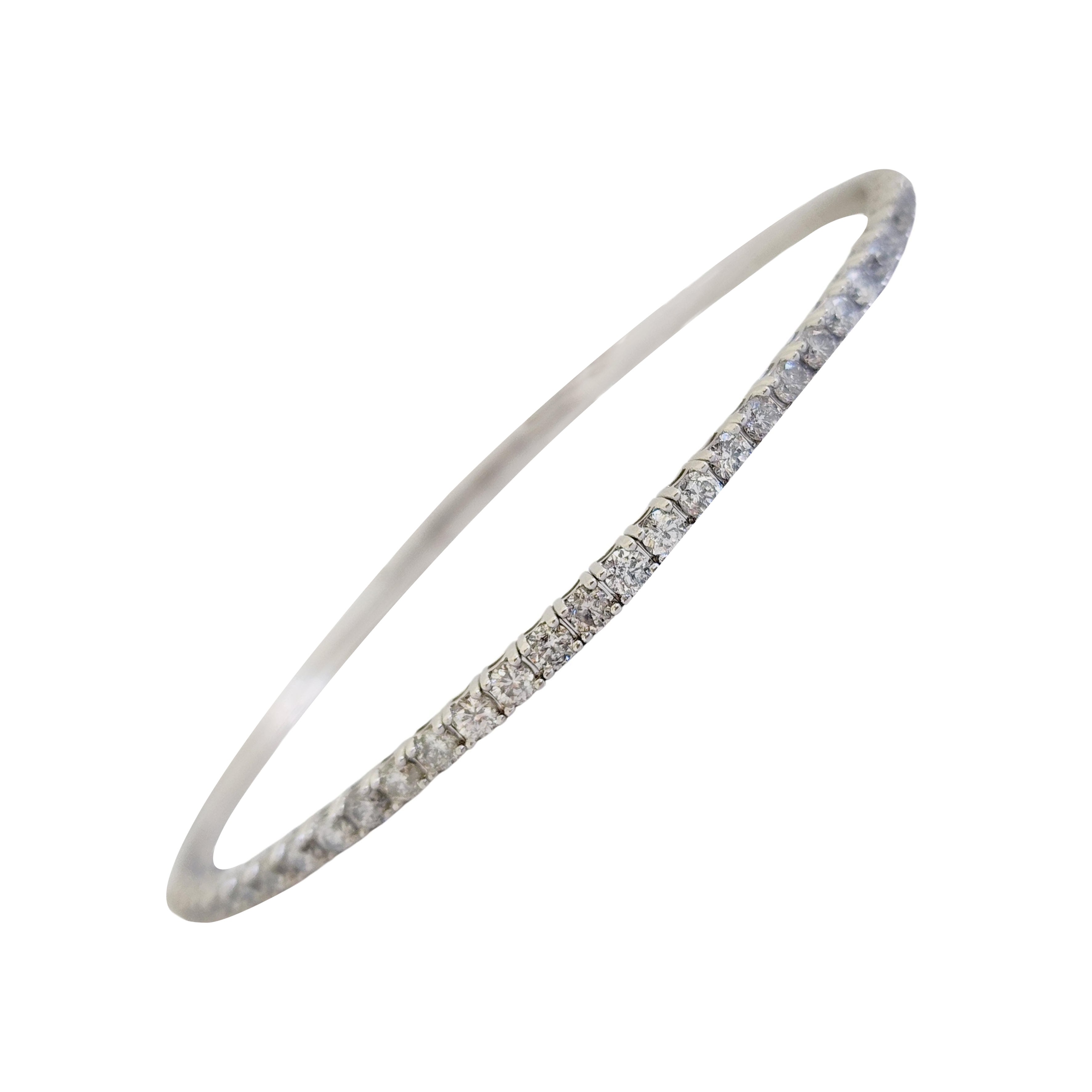 1.24 Carat Full Flexible Bangle White Gold 14 Karat Bracelet For Sale ...