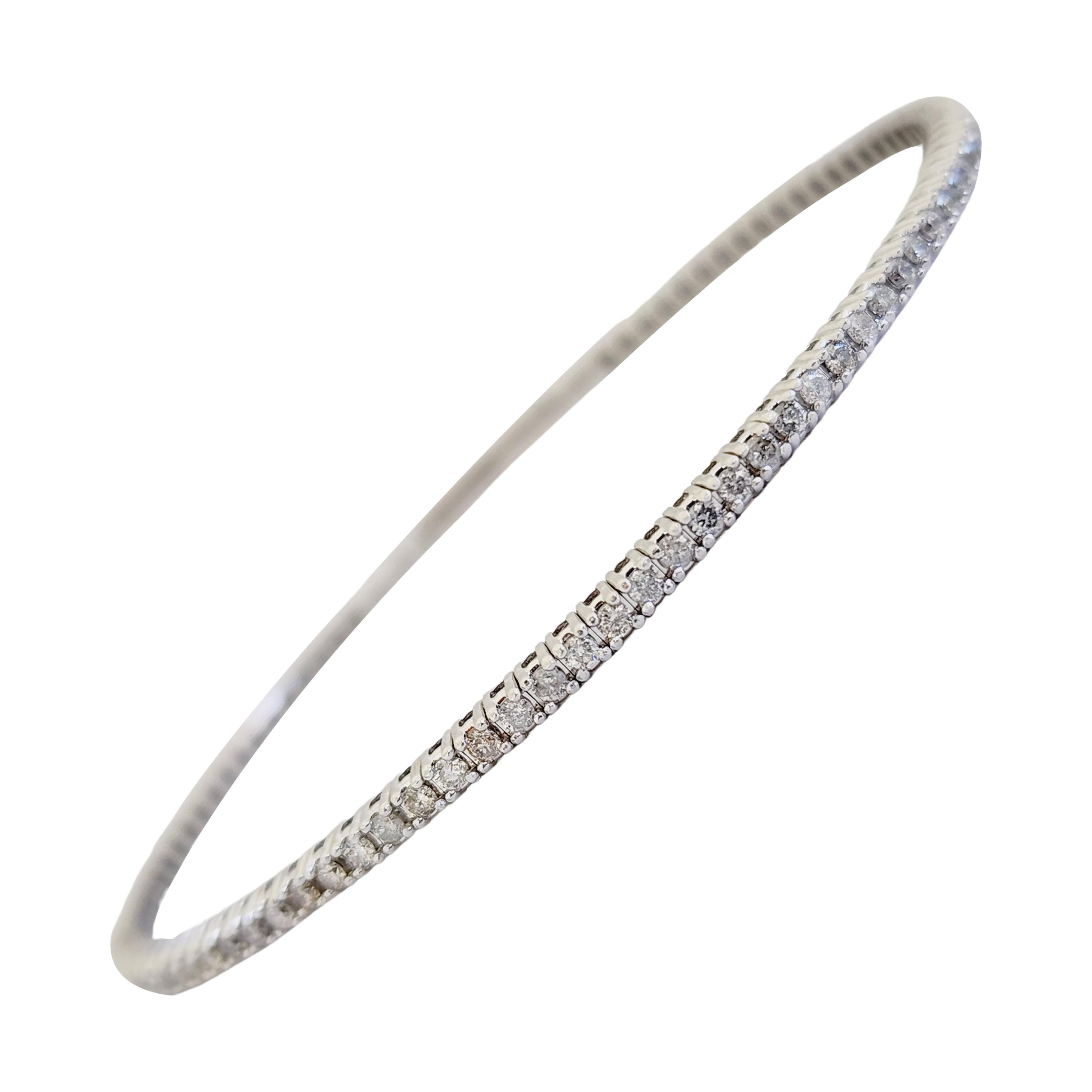 1.24 Carat Full Flexible Bangle White Gold 14 Karat Bracelet For Sale ...