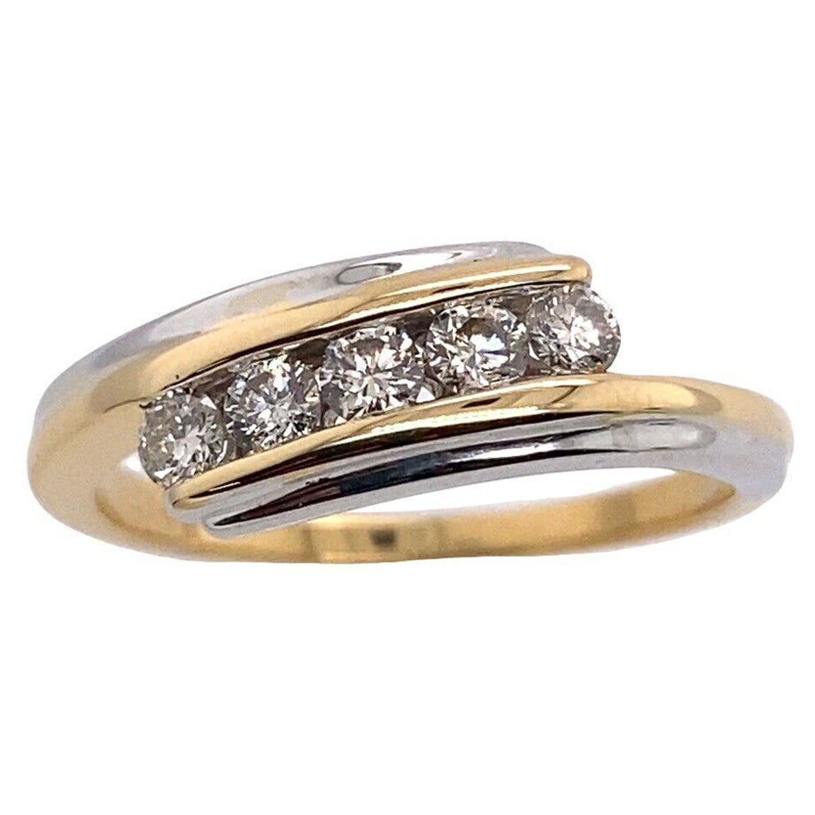 0.33ct 5-Stone Diamond Crossover Ring in 18ct Yellow and White Gold For ...