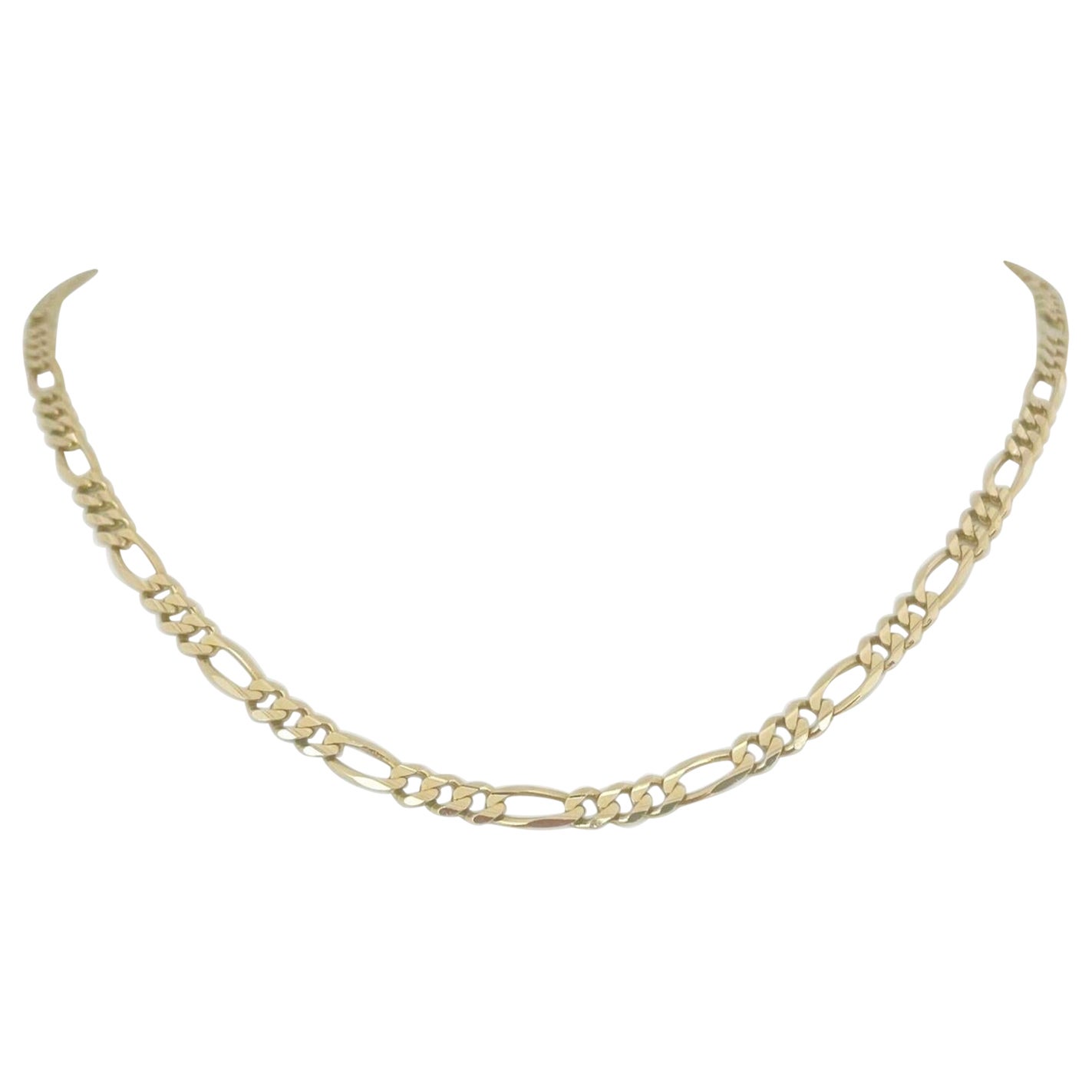 14 Karat Yellow Gold Semi Solid Figarucci Link Chain Necklace For Sale ...