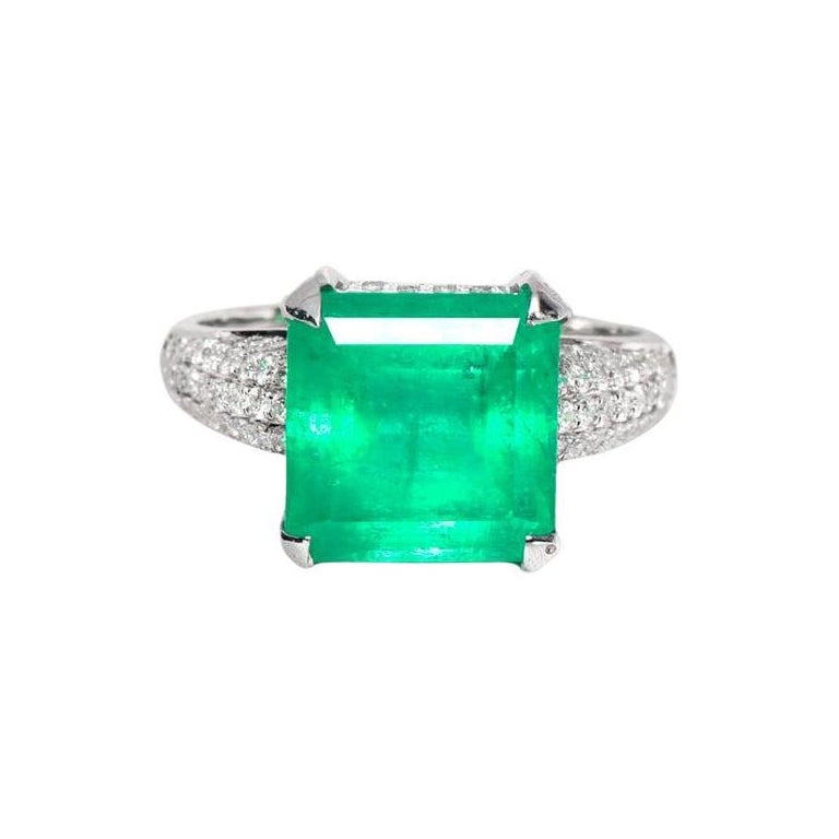 GRS 18k 4.28ct Colombia Emerald Antique Art Deco Style Engagement Ring ...