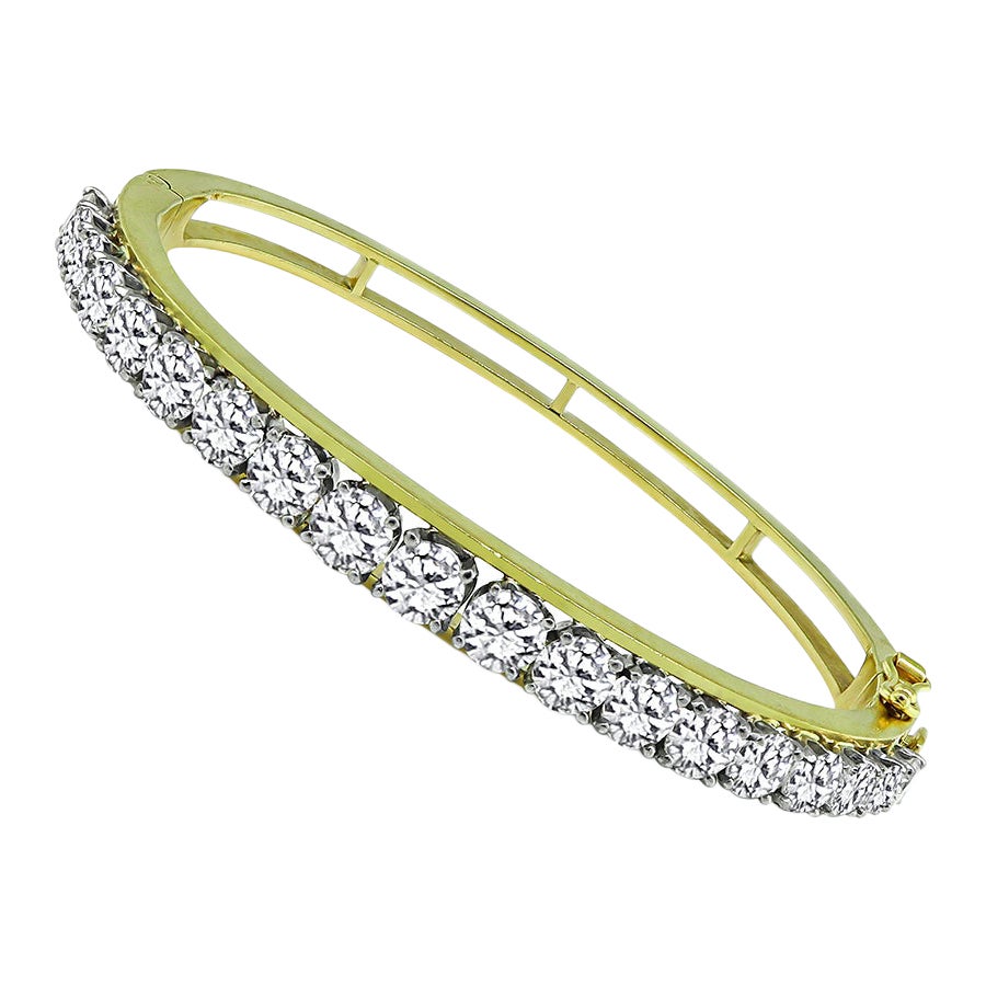 7.00ct Diamond Gold Bangle For Sale at 1stDibs