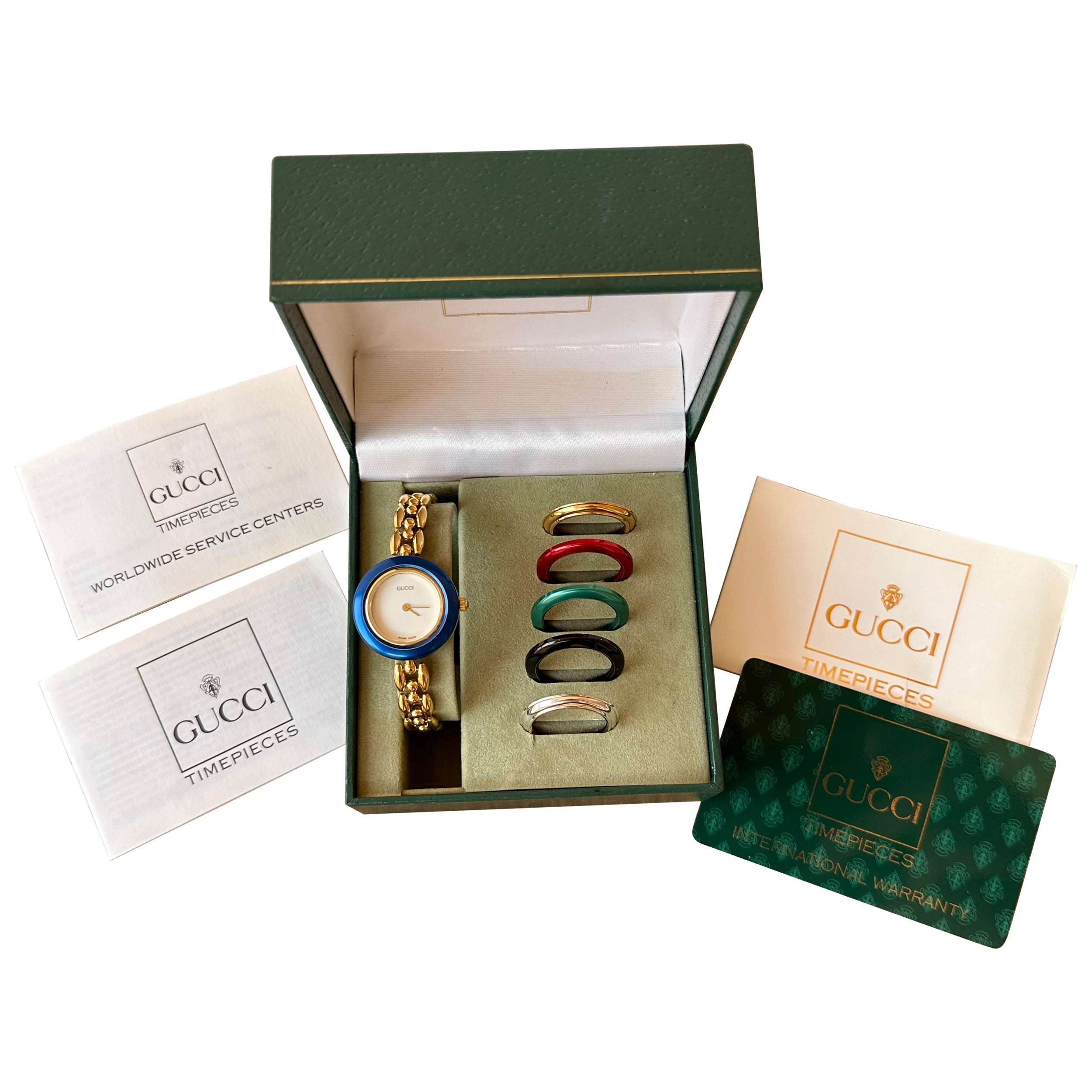 Gucci 11/12.2 Ladies Bangle Watch with Interchangeable Bezels Full Set ...