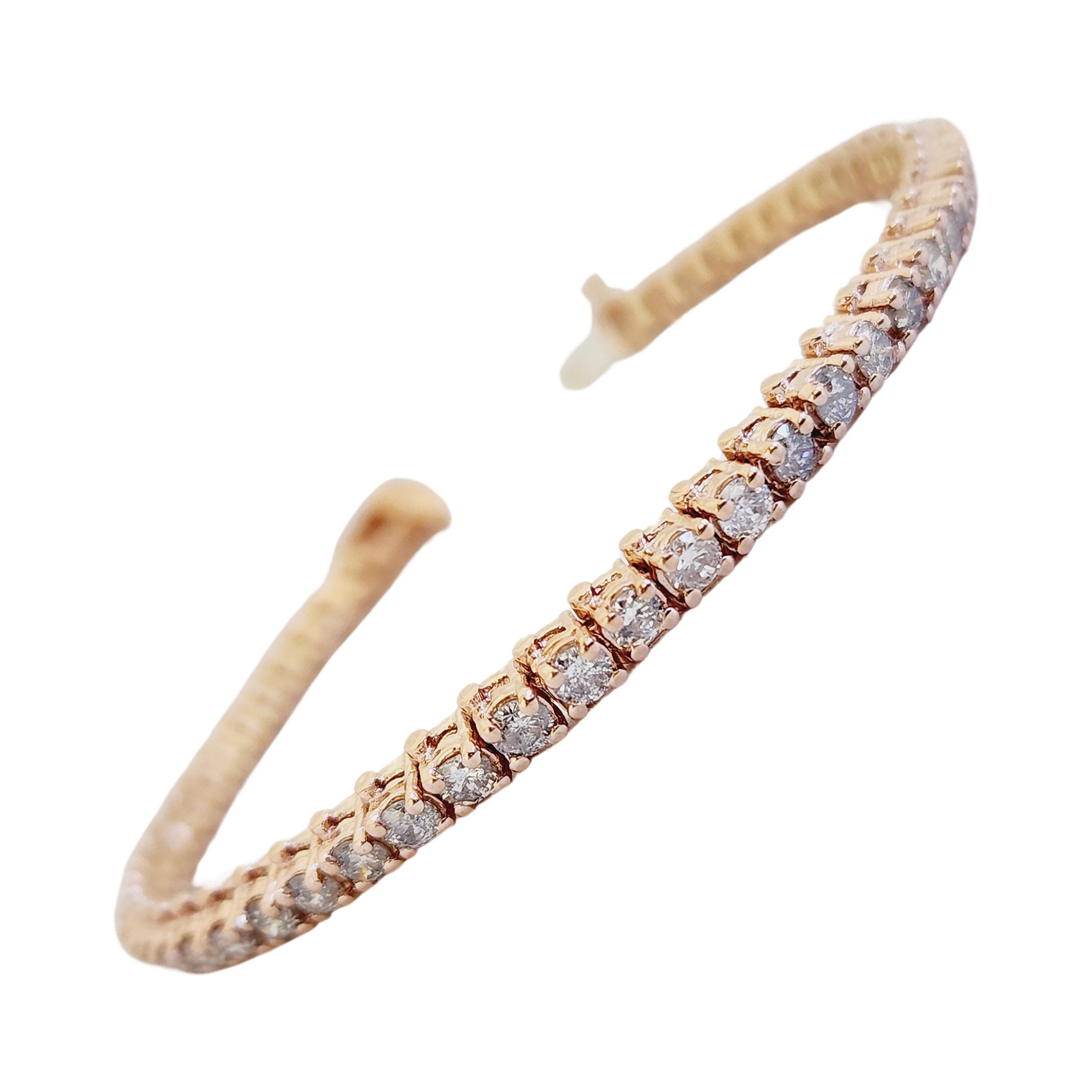 7 65 Carat Round Brilliant Cut Diamond Tennis Bracelet 14 Karat Rose