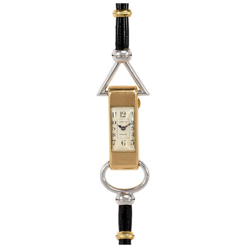 Cartier Retro Gold Concealed Dial Backwinder Wristwatch with Alligator ...