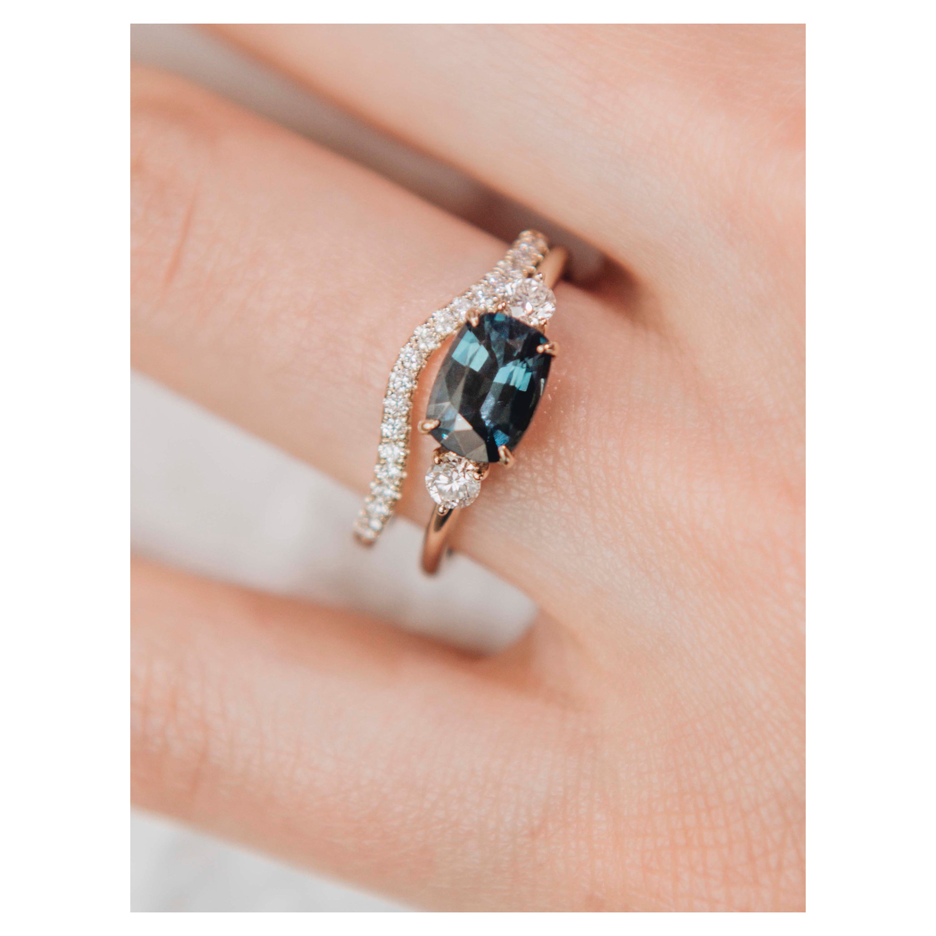 Eva Stones Diamond and 1.33 carat Teal Spinel engagement anniversary ...