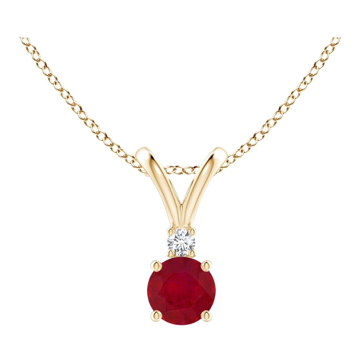 ANGARA Natural Round 0.34ct Ruby Solitaire Pendant with Diamond in ...