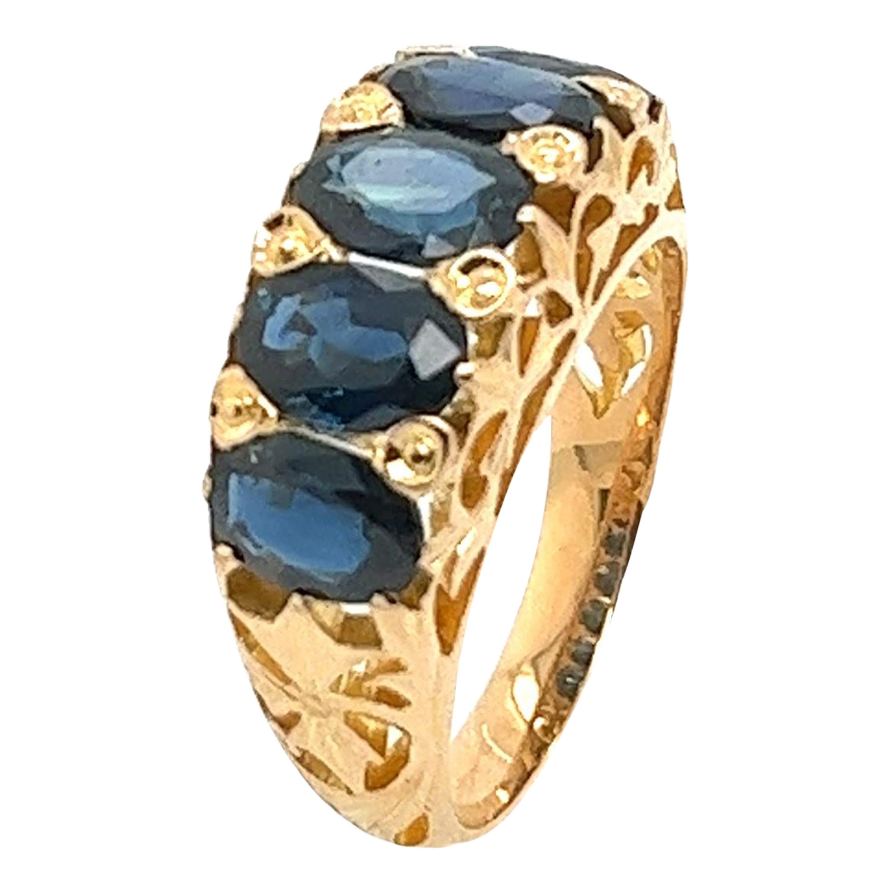 5-Stone Sapphire Ring Set With 5 Oval Natural Sapphires In 18ct Yellow ...