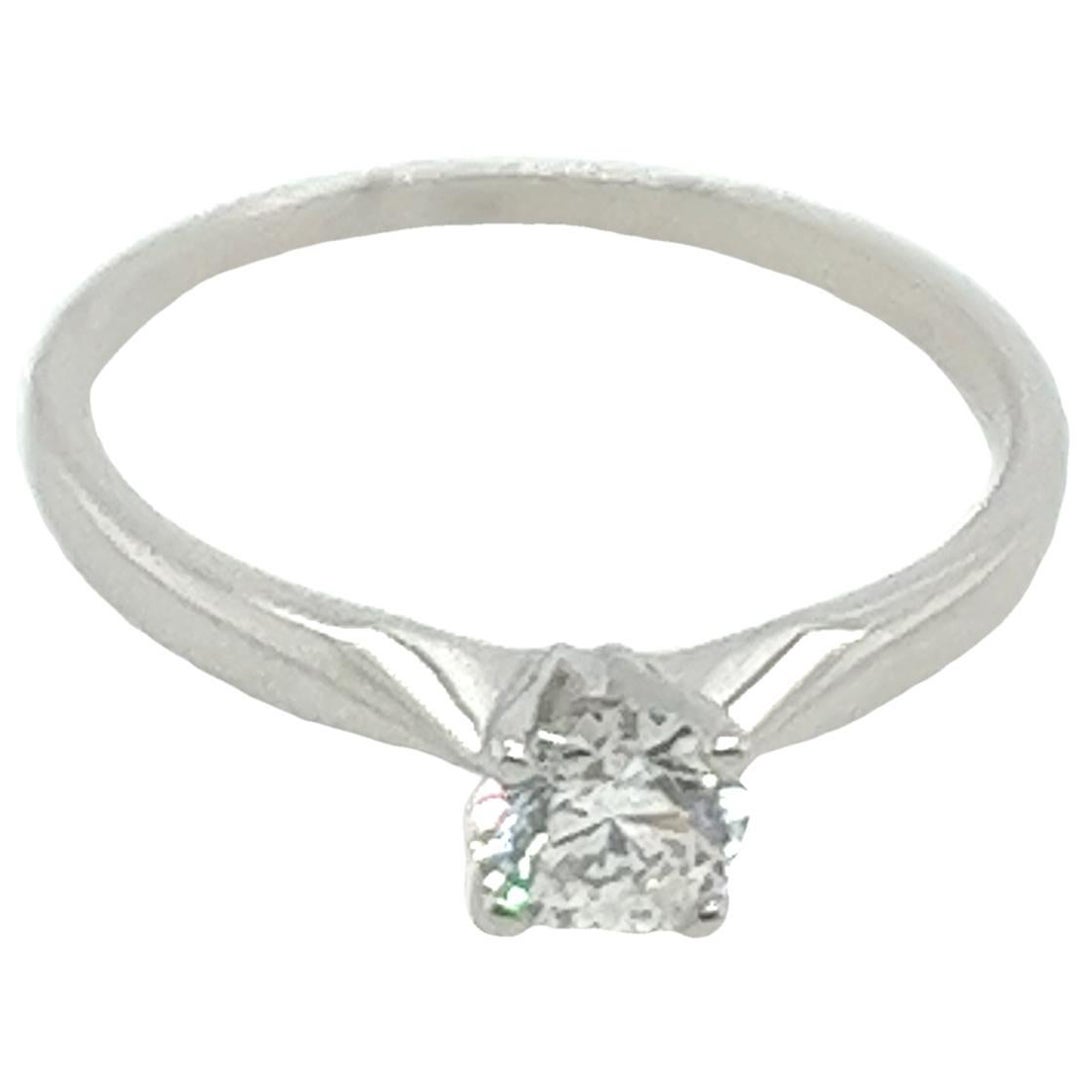 18ct White Gold Diamond Solitaire Ring Set With 0.38ct H/SI For Sale at ...