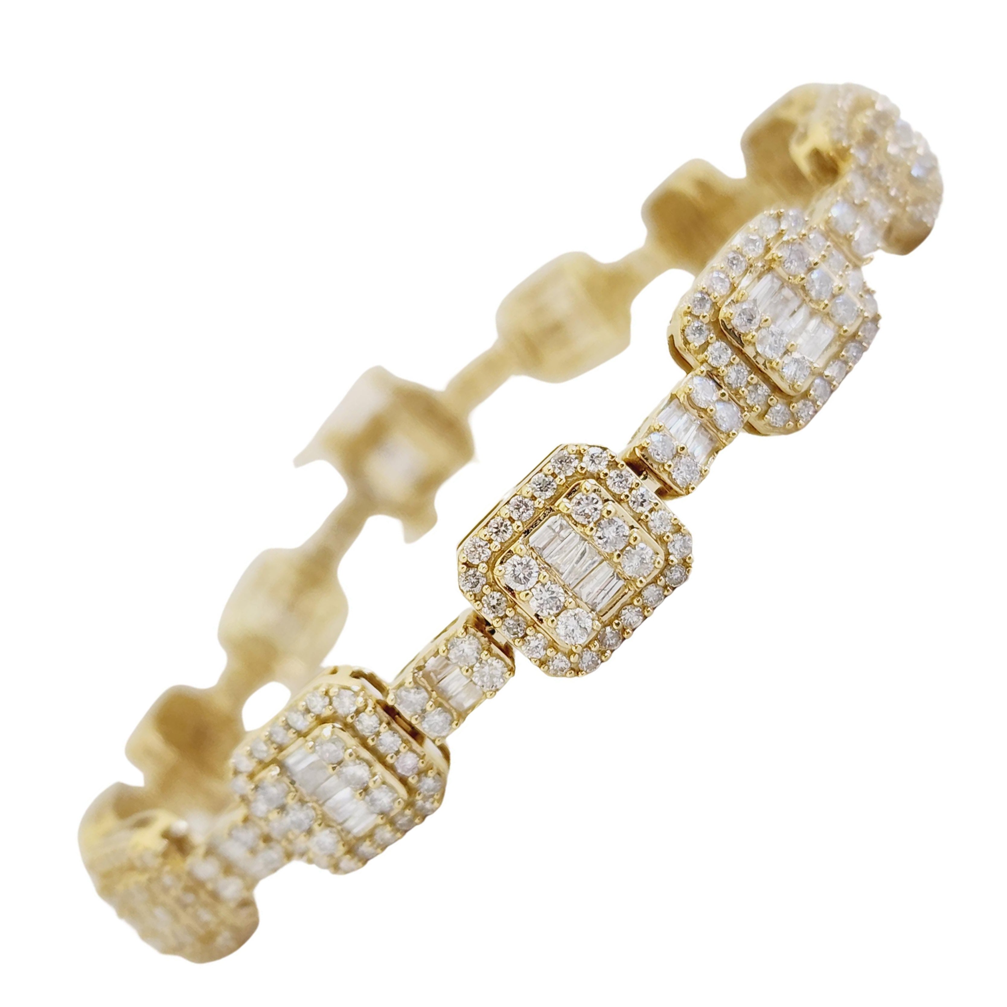 1 25 Carats Natural Diamond Cuban Bracelet 14 Karat Yellow Gold For