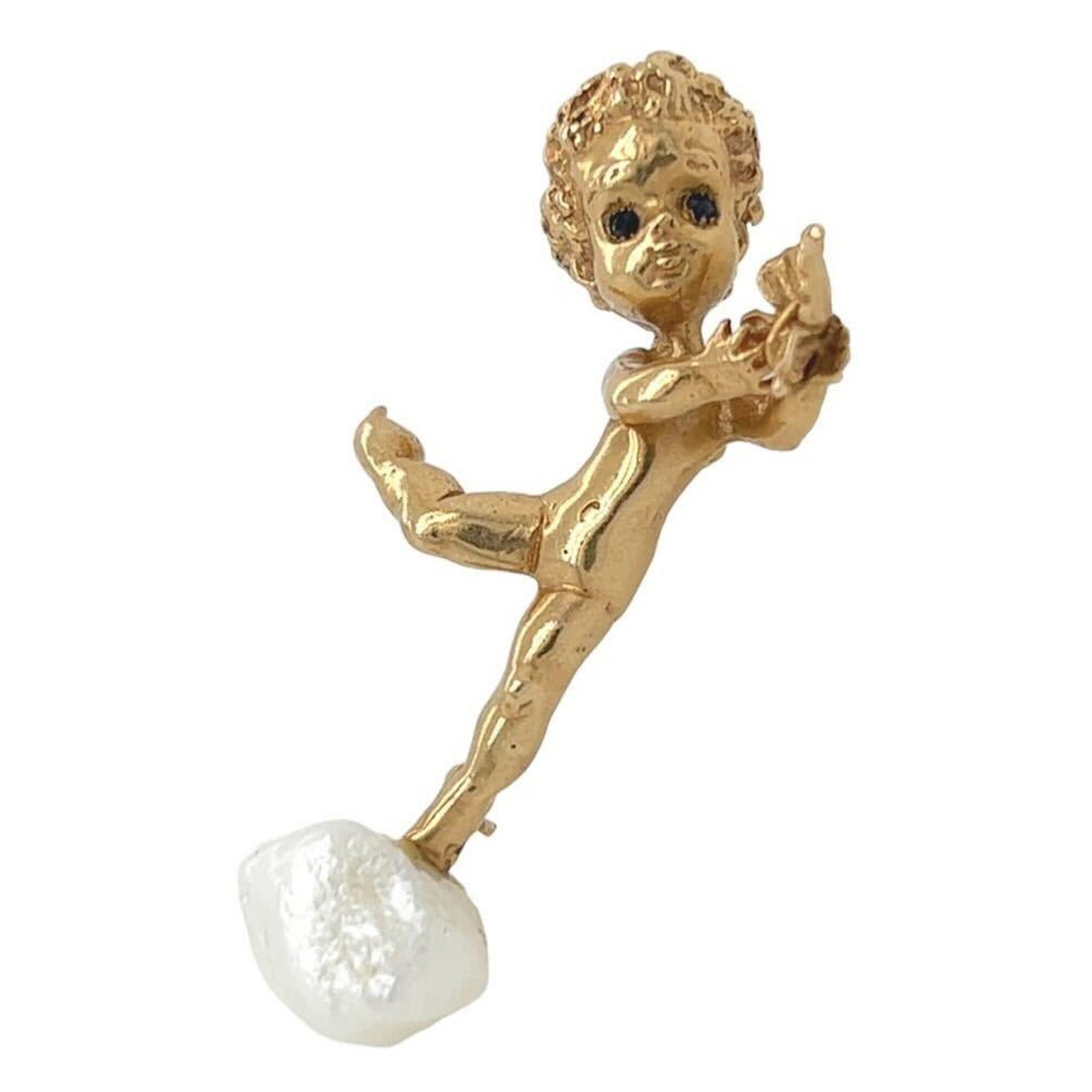 Vintage Ruser Sabbath Child 14 Karat Gold Pearl Sapphire Seed Pearl Pin ...