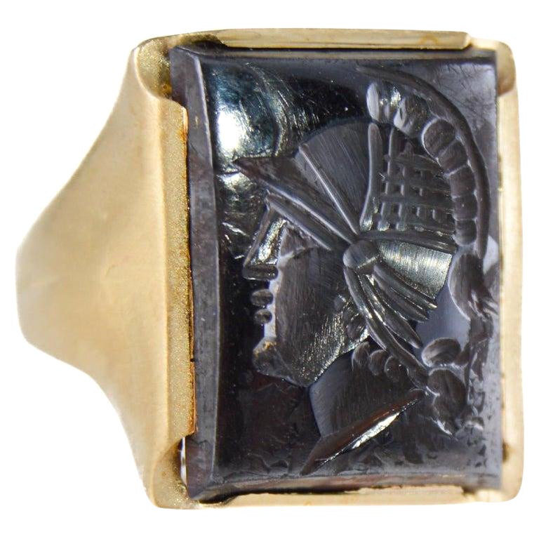 10kt Solid Gold Hand Constructed Art Deco Ring For Sale at 1stDibs