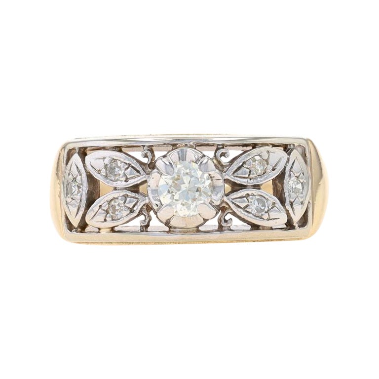 Yellow Gold Diamond Art Deco Ring - 14k European .30ctw Floral Vintage ...