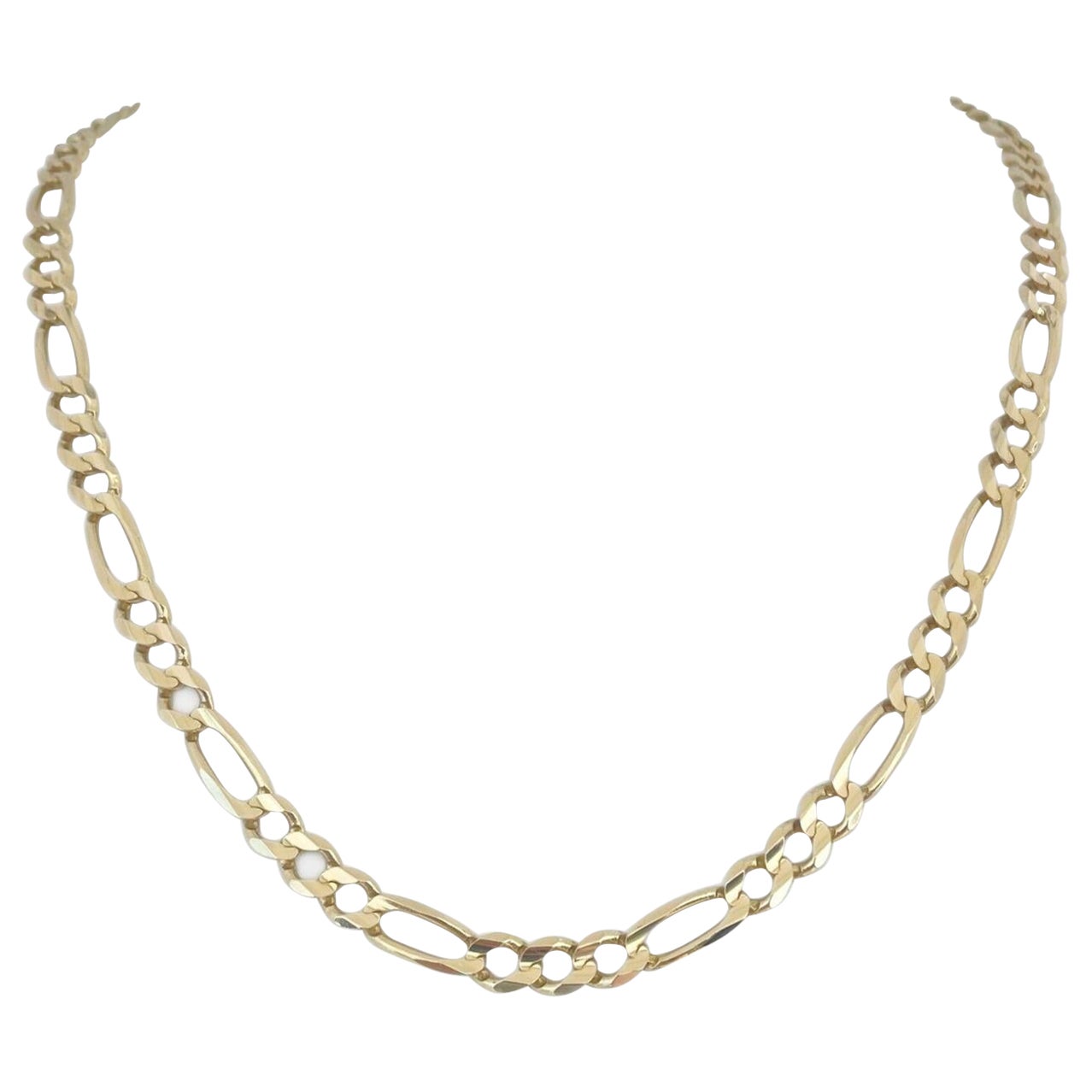 14 Karat Yellow Gold Semi Solid Figarucci Link Chain Necklace For Sale ...