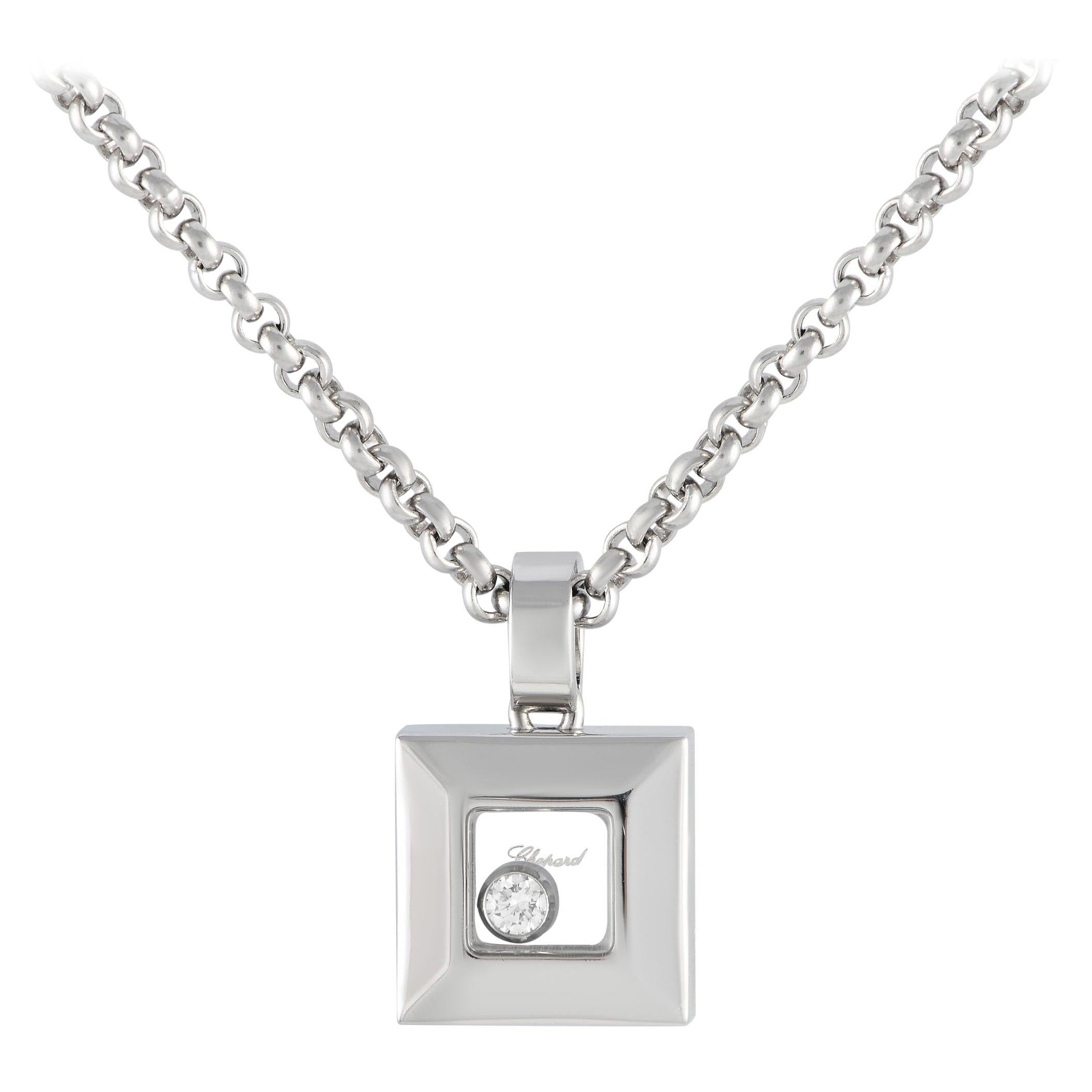 Chopard Happy Diamond Sapphire 18k White Gold Cross Pendant Necklace ...