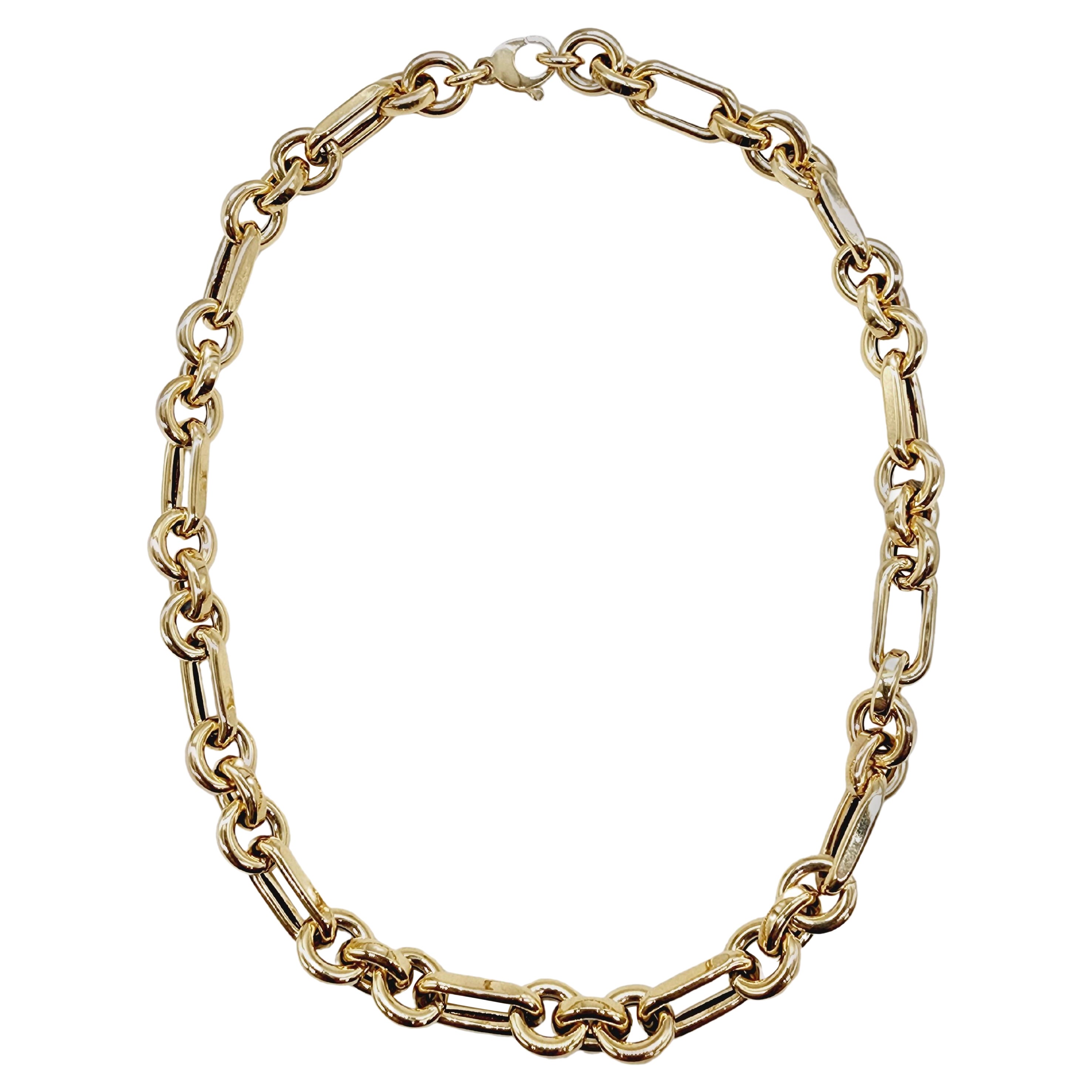 18 Karat Yellow Gold Italian Link Chain Necklace For Sale at 1stDibs