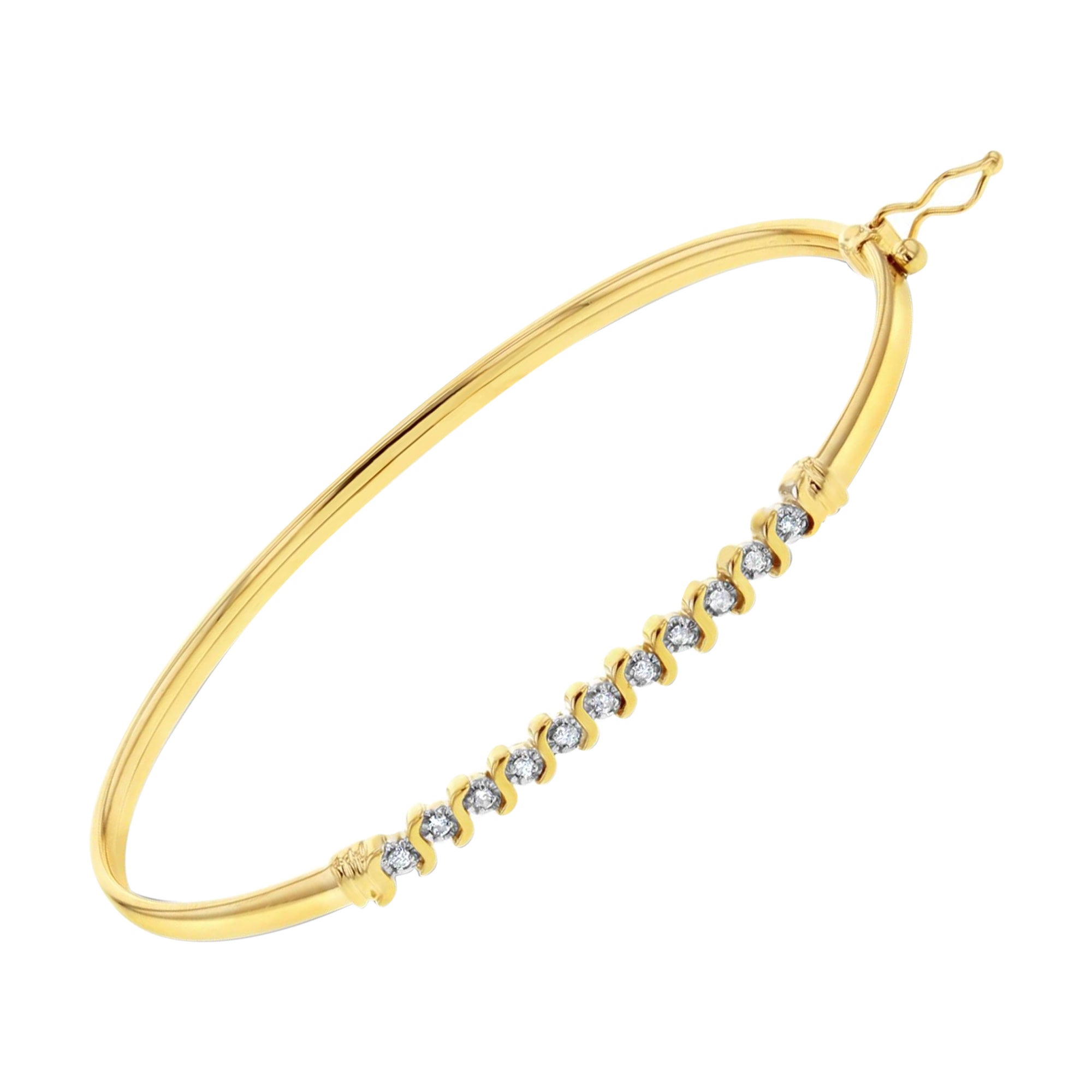 Vintage S Style Diamond Bangle Bracelet For Sale at 1stDibs