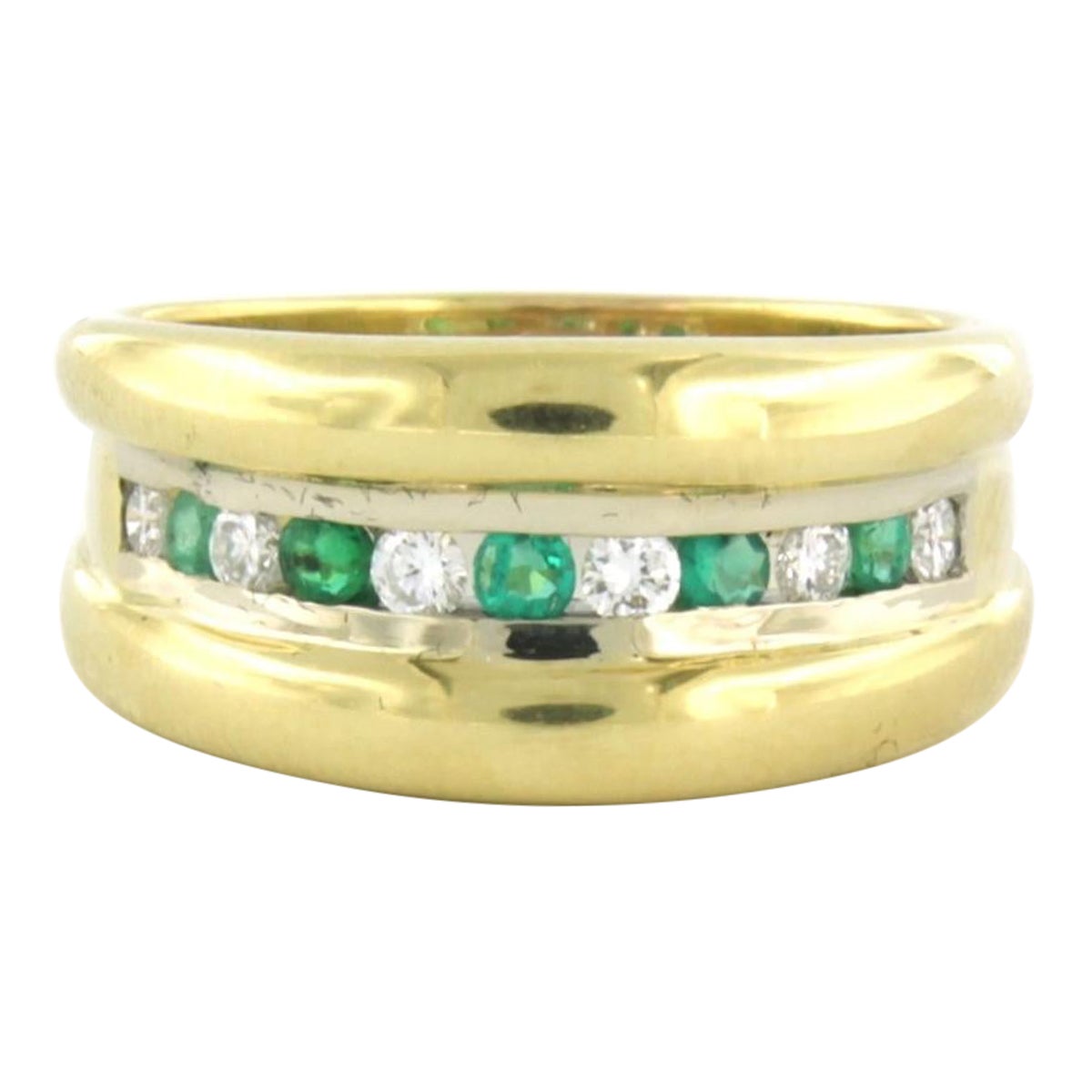1.27 ct Emerald Channel Setting Twin Ring With Diamonds Made In 18k ...