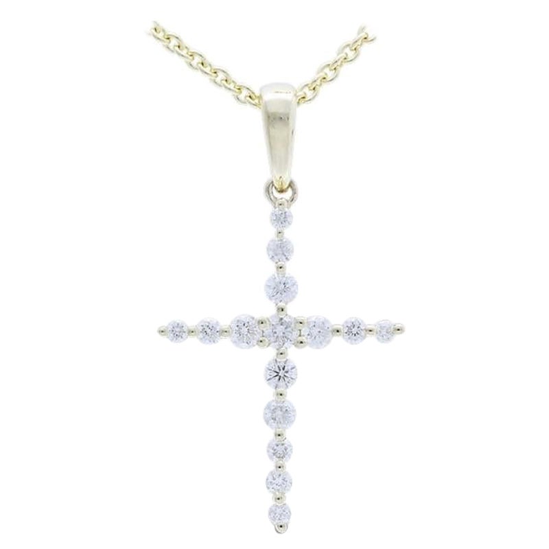 0.2 Carat Diamonds Cross Pendant in 14K Yellow Gold For Sale at 1stDibs