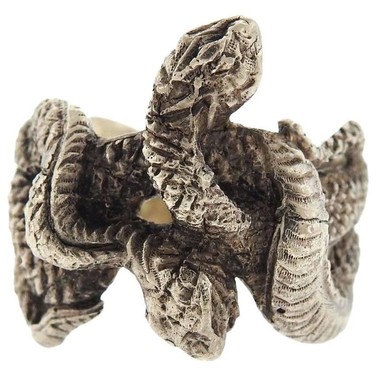Buccellati Sterling Silver Serpent Ring at 1stDibs