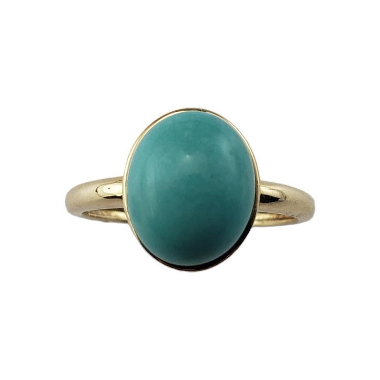 14 Karat Yellow Gold and Turquoise Ring Size 5 #16732 For Sale at 1stDibs