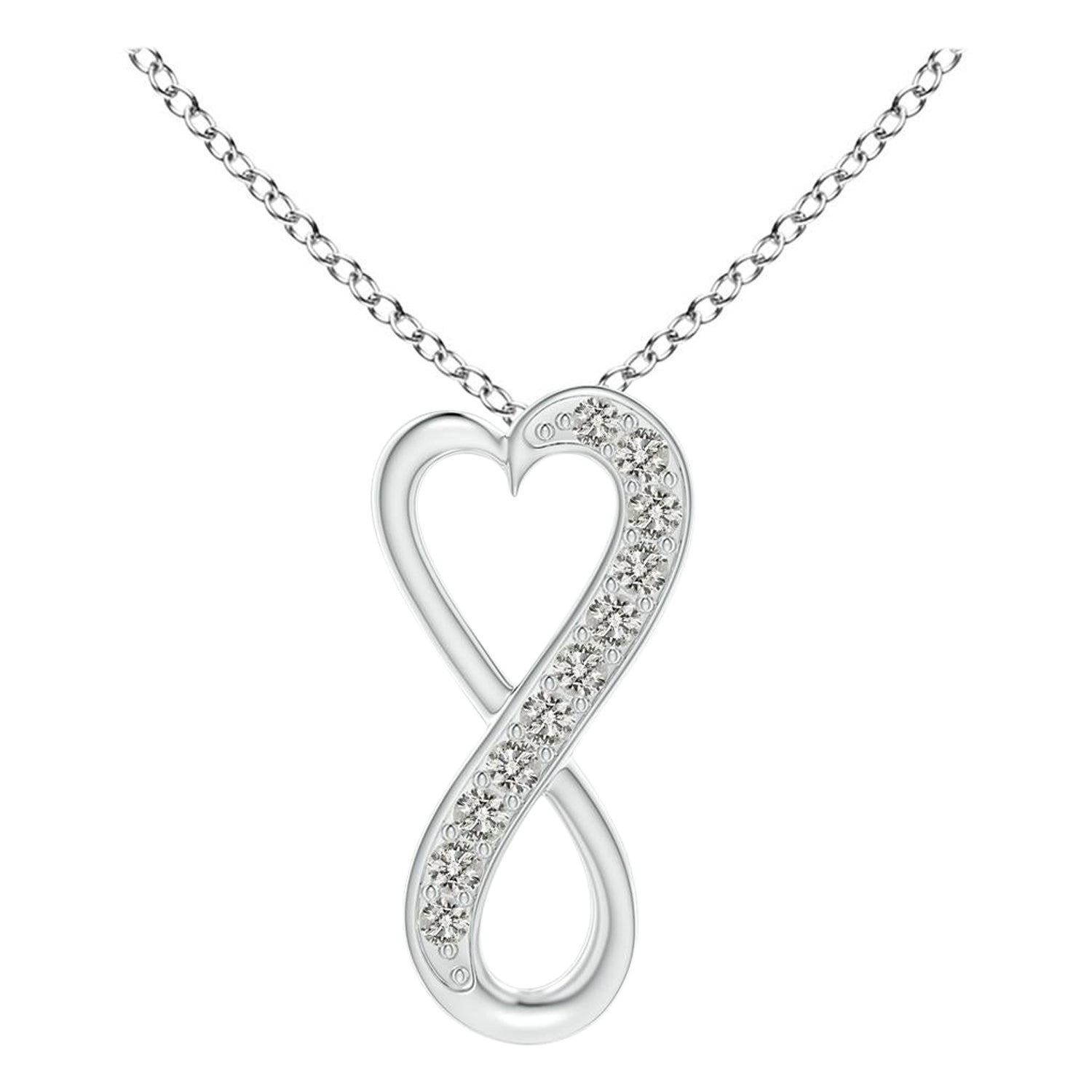 Natural Diamond Infinity Heart Pendant in 14K White Gold (Size-1mm) For ...