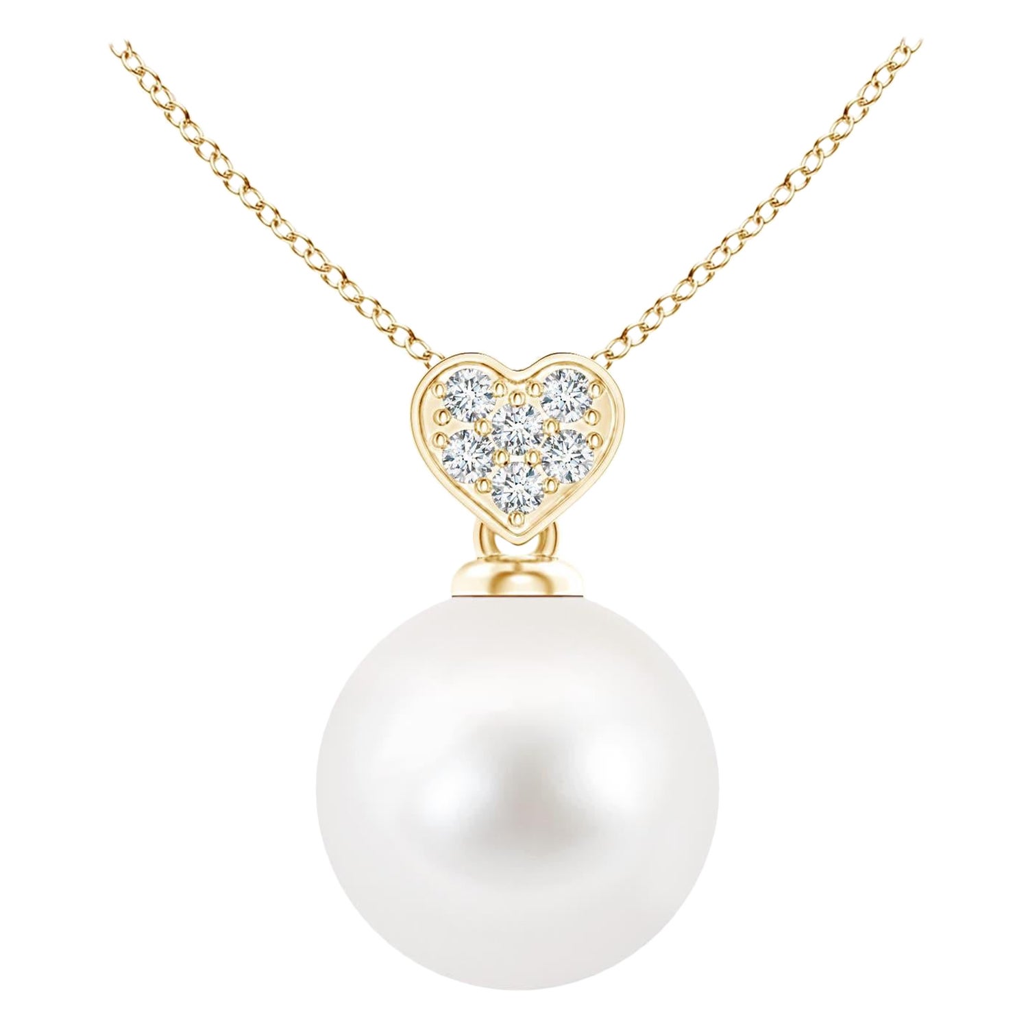 Freshwater Cultured Pearl Pendant with Heart-Shaped Bale in 14K Yellow ...