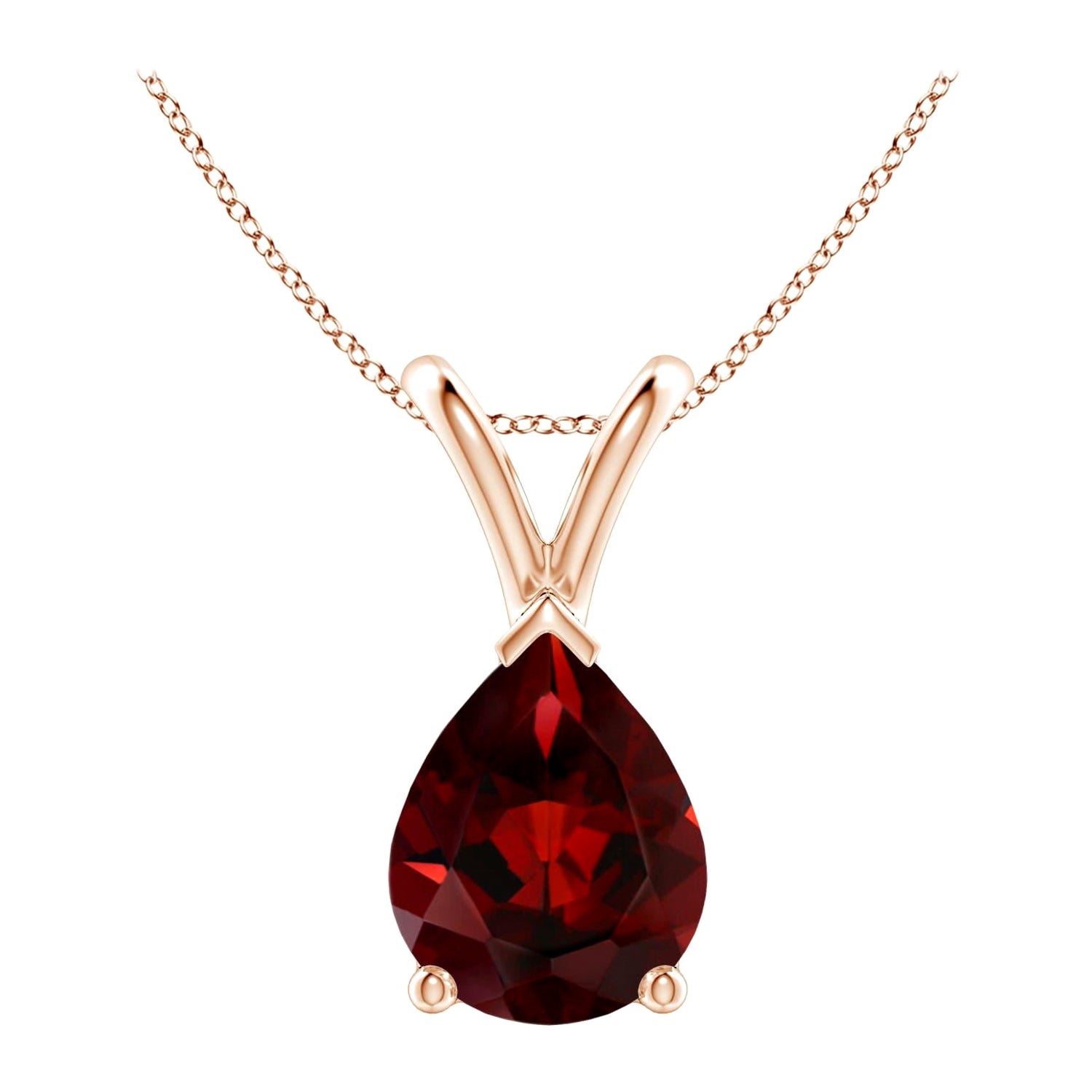 Natural Pear-Shaped Garnet Solitaire Pendant in 14K Rose Gold (Size ...