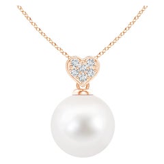Freshwater Cultured Pearl Pendant with Heart-Shaped Bale in 14K Rose ...