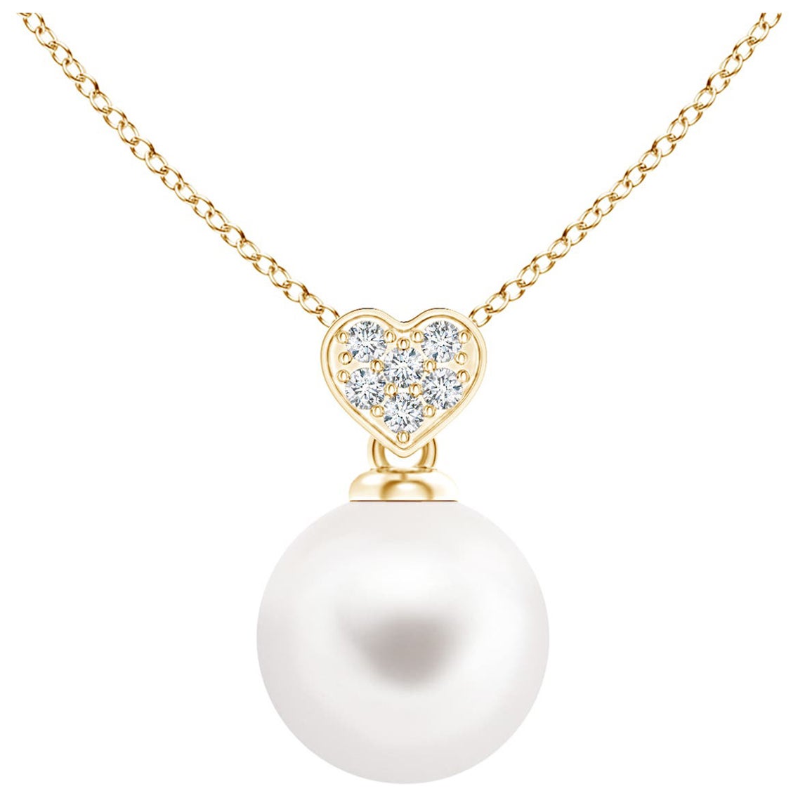 Freshwater Cultured Pearl Pendant with Heart-Shaped Bale in 14K Yellow ...