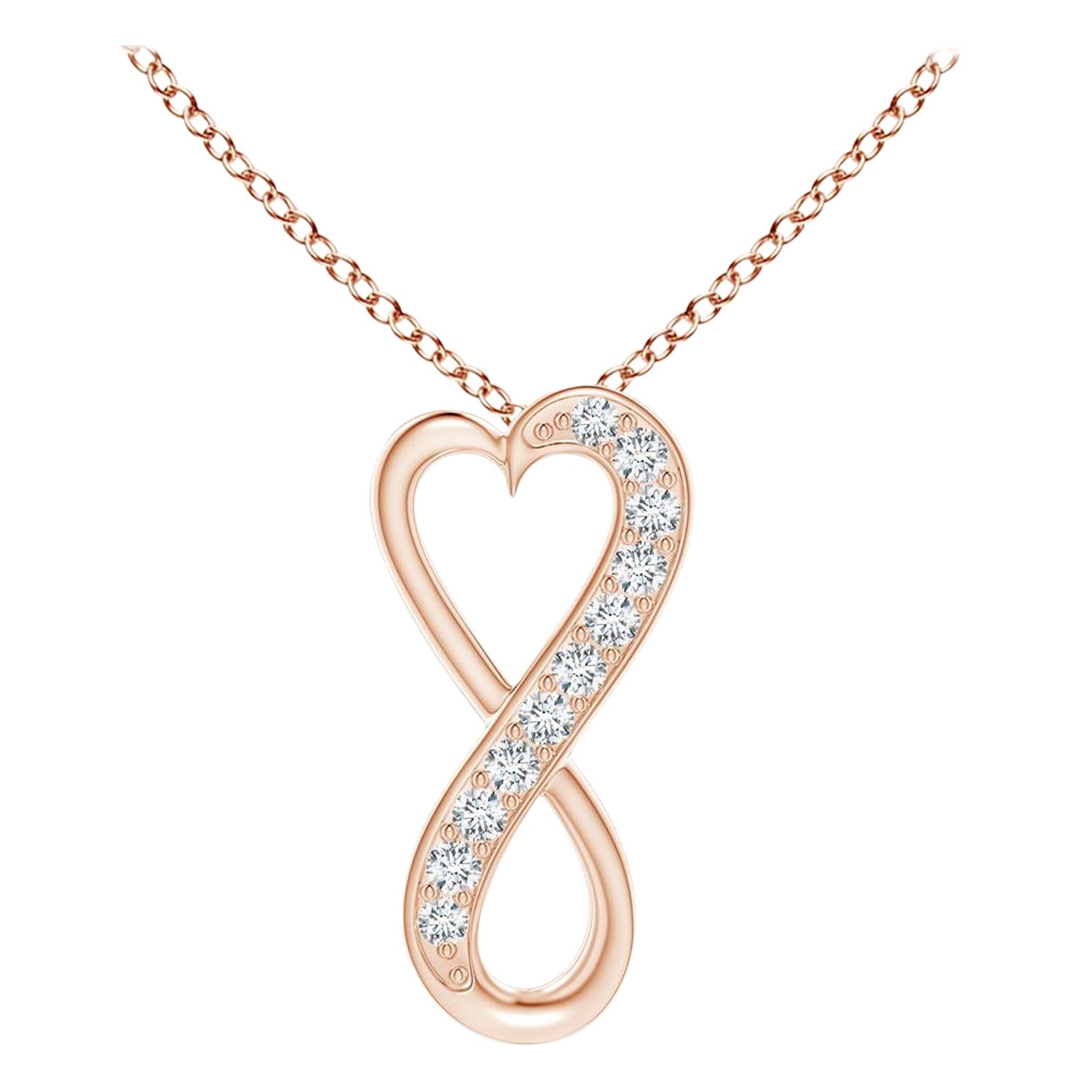 Natural Diamond Infinity Heart Pendant in 14K Rose Gold (Size-1mm) For ...